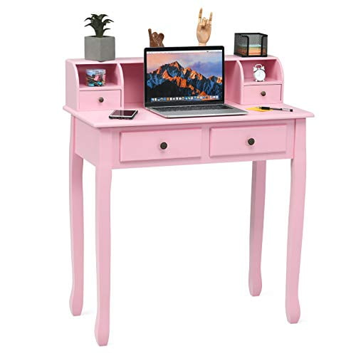 GOFLAME Writing Desk, Large Storage Space with 4 Drawers, Secretary ...