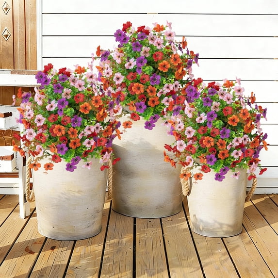 GOFLIC Artificial Outdoor Greenery Plug, Lifelike Violet Eucalyptus ...