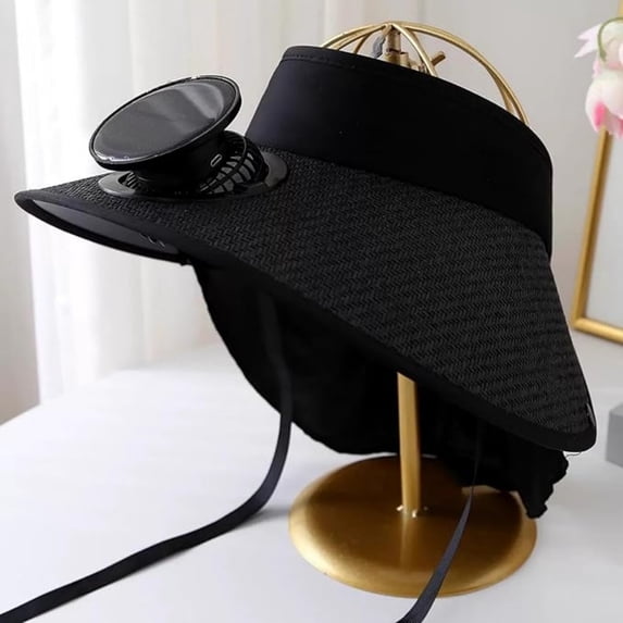 GOFLIC Women Solar Powered Breathable Fan Cap Large Brim Visor Sun ...