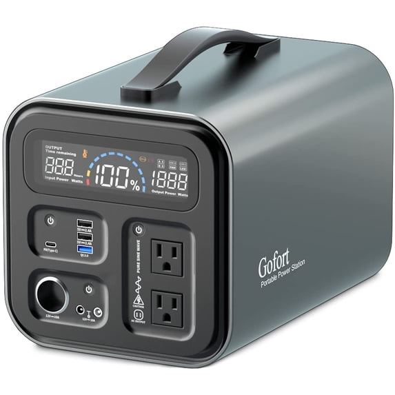 GOFORT 1100Wh/1200W Portable Power Station, Solar Generator for Camping ...