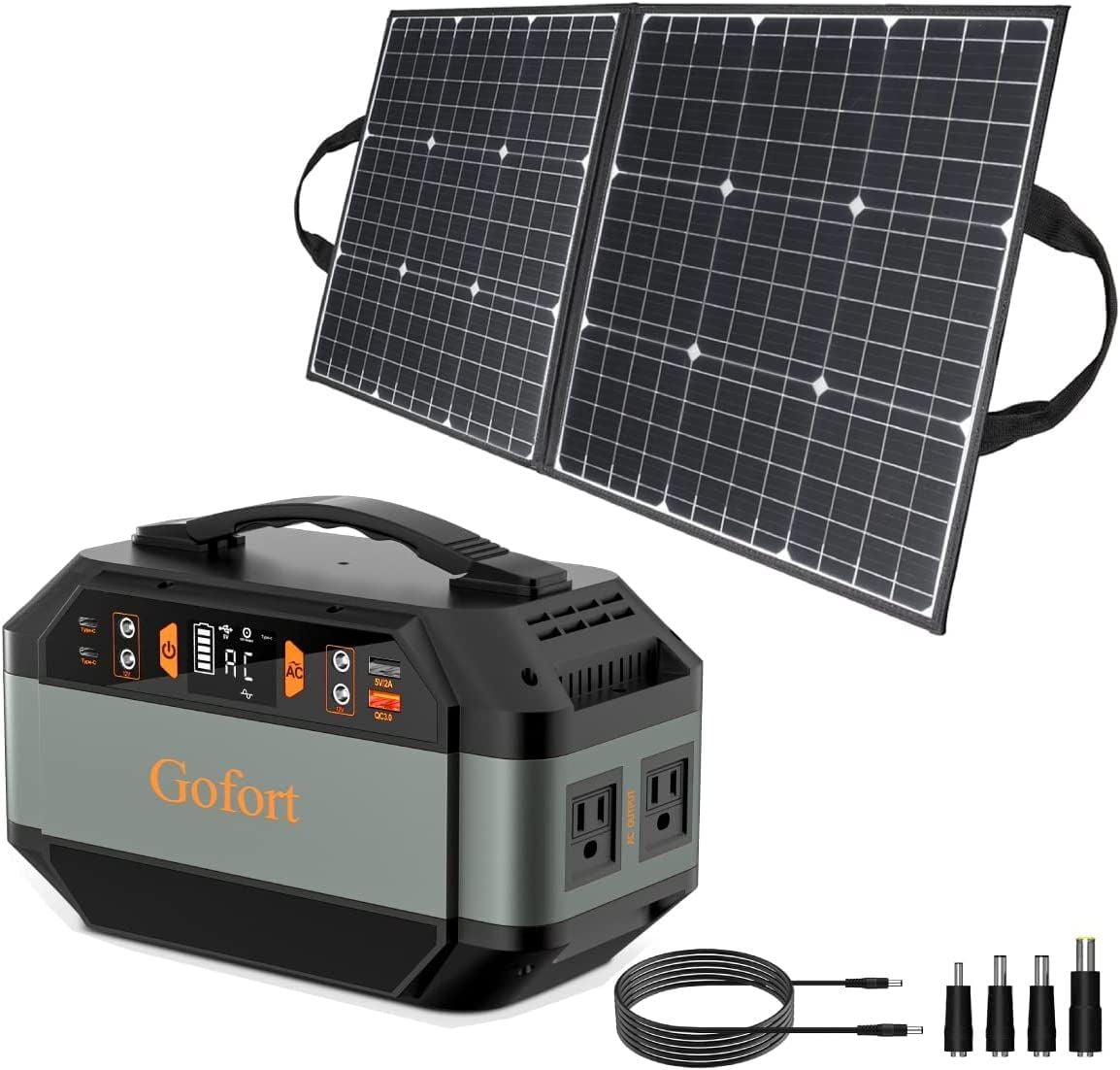 GOFORT 330W Portable Power Station; 299Wh Solar Generator Backup Power Compatible with 100W 18V ...