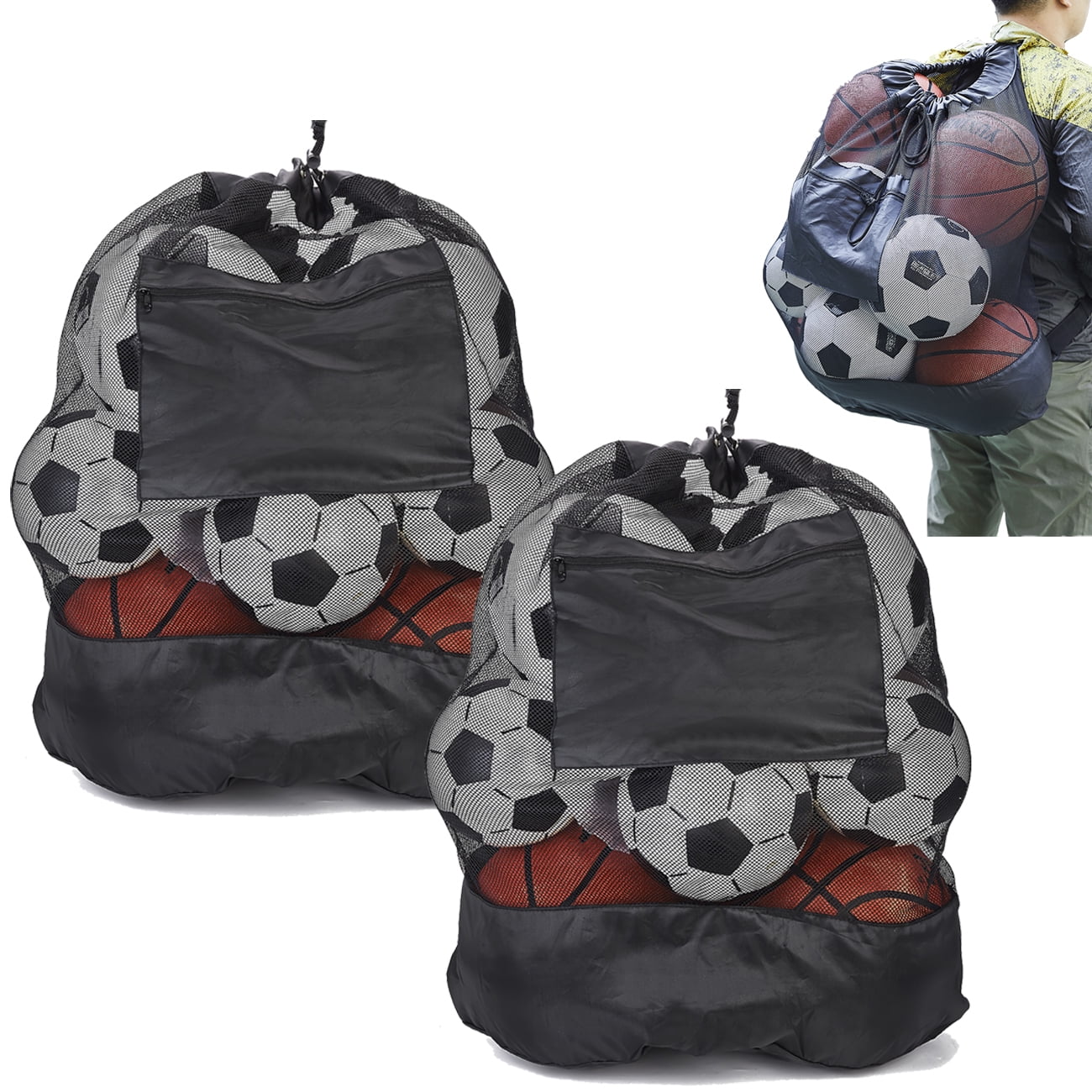GOGHOST Mesh Sports Ball Bag with Adjustable Strap,Polyester,Black ...