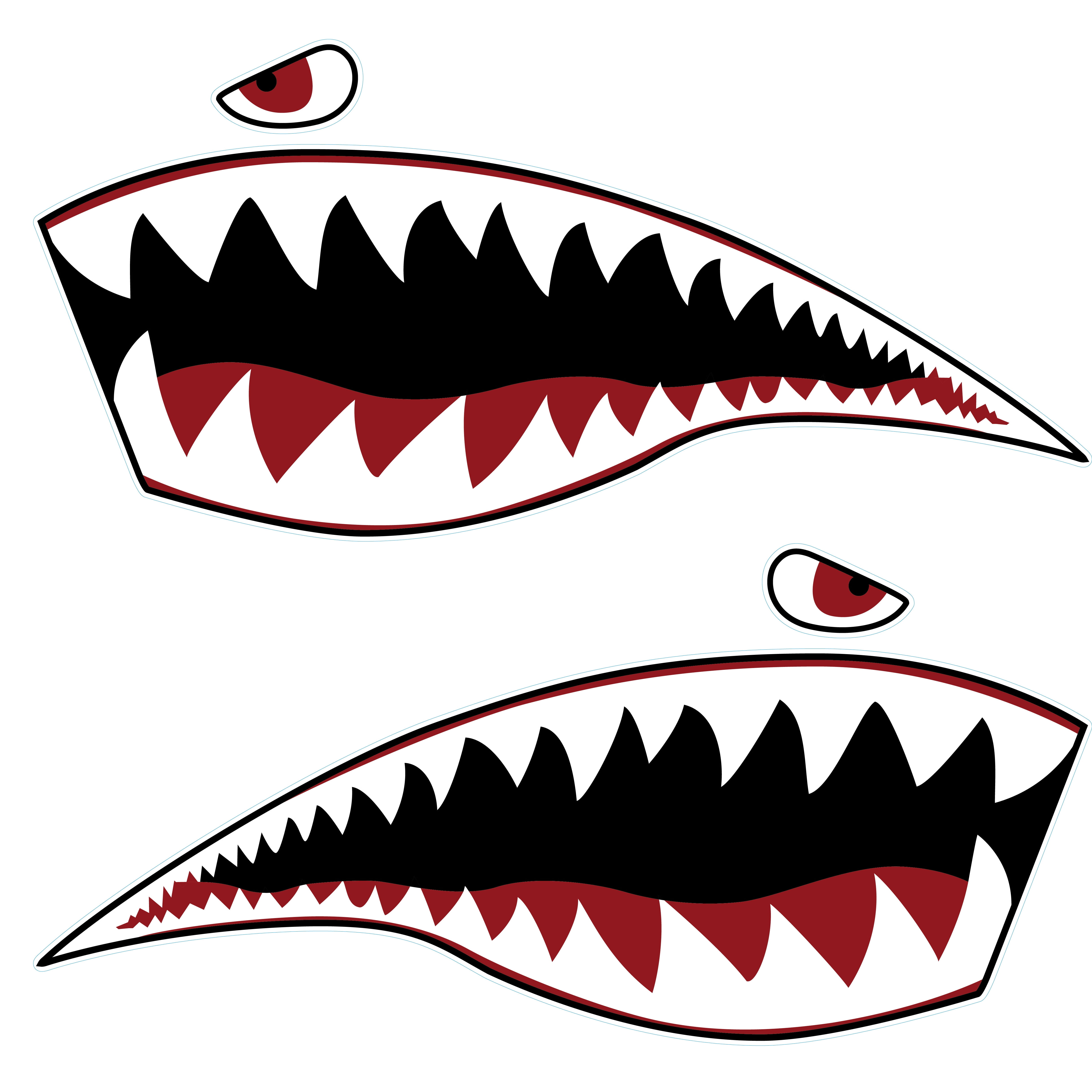 GOGHOST Teeth Mouth Kayak Stickers,Warhawk Shark Tiger Vinyl Kayak ...