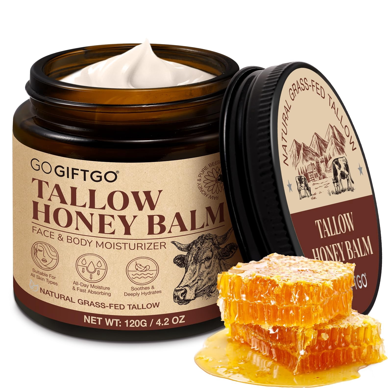 GOGIFTGO Beef Tallow for TMA2 Skin,Tallow and Honey Balm,Beef Tallow ...
