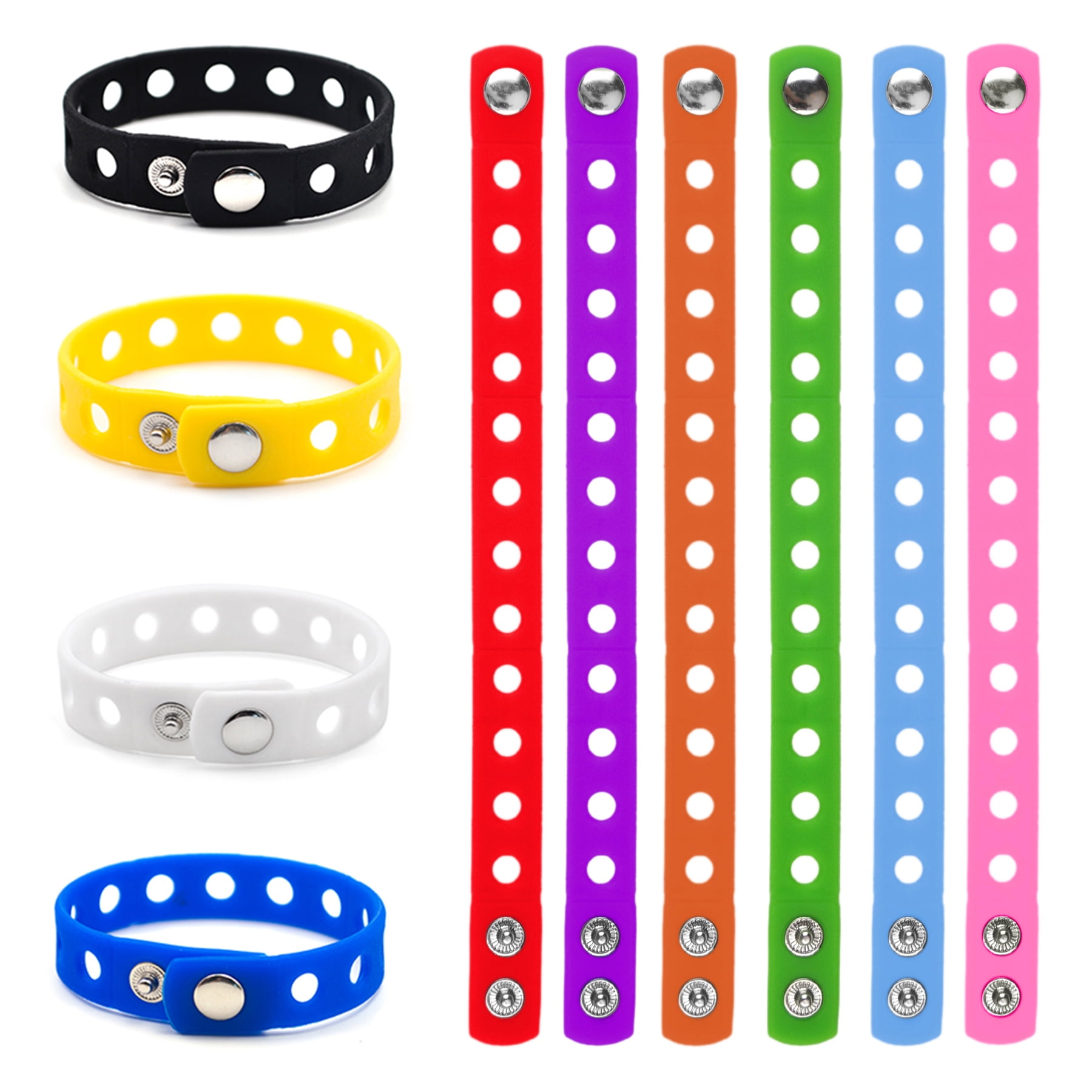 GOGO 10 Pcs Adult Adjustable Silicone Bracelets for Shoe Charms Rubber ...