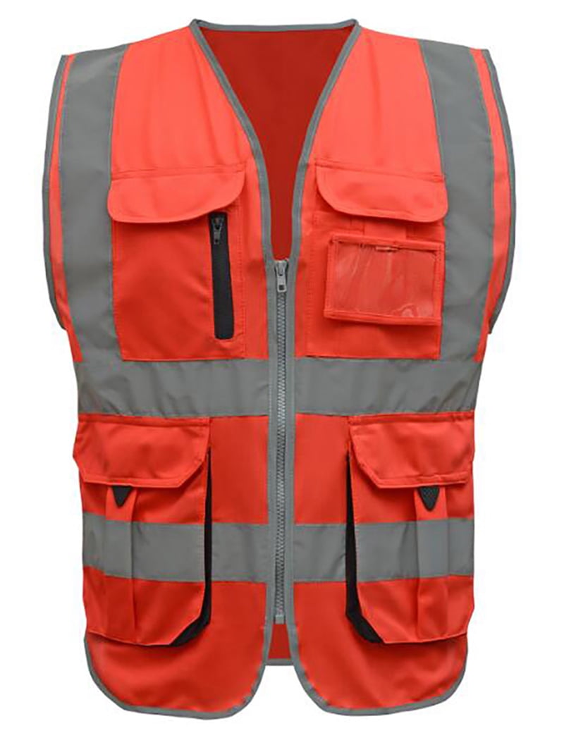 GOGO 10 Pockets High Visibility Safety Vest, Reflective Trim Safety ...