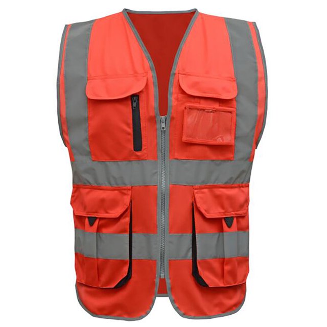 GOGO 10 Pockets High Visibility Safety Vest, Reflective Trim Safety ...