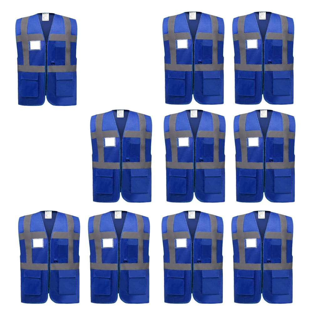 GOGO 5 Pockets High Visibility Safety Vest with Reflective Strips, 10 ...