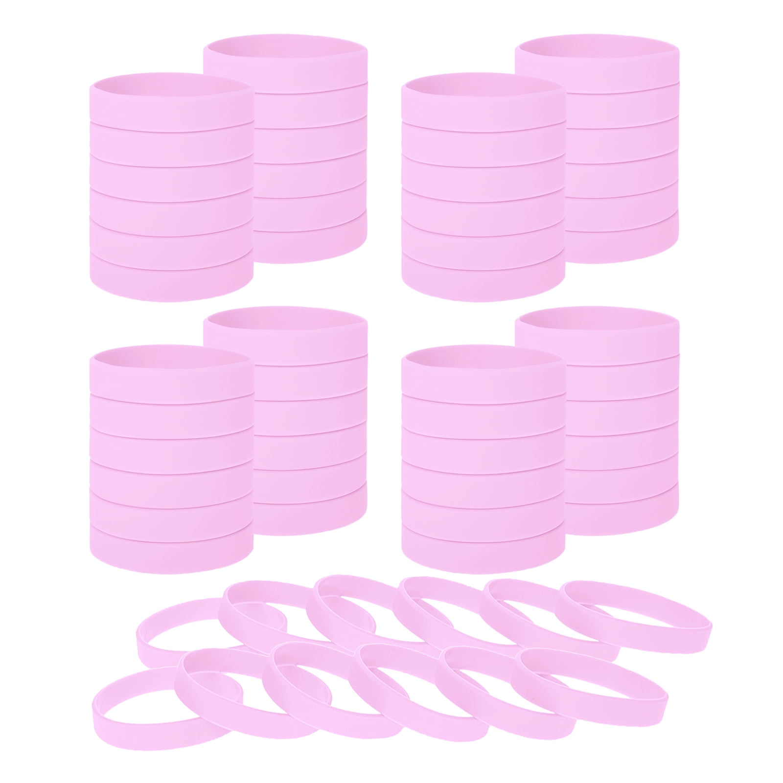 GOGO 60 Pcs Pink Silicone Bracelets for Men Women, Breast Cancer ...