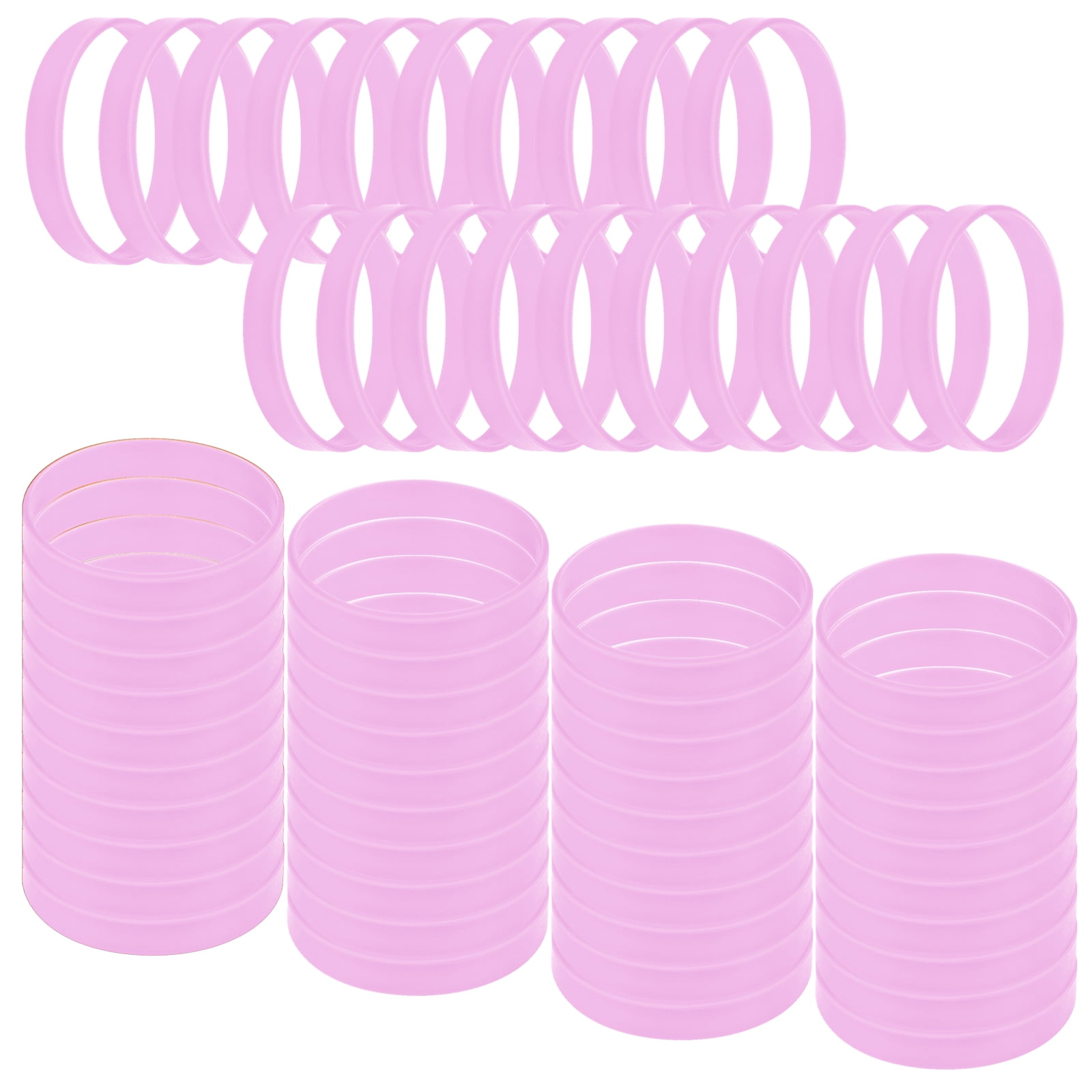 GOGO 60 Pcs Pink Silicone Bracelets for Men Women, Breast Cancer ...