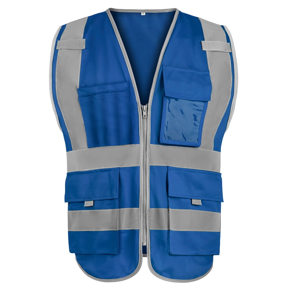 GOGO 9 Pockets High Visibility Zipper Front Safety Vest With Reflective ...
