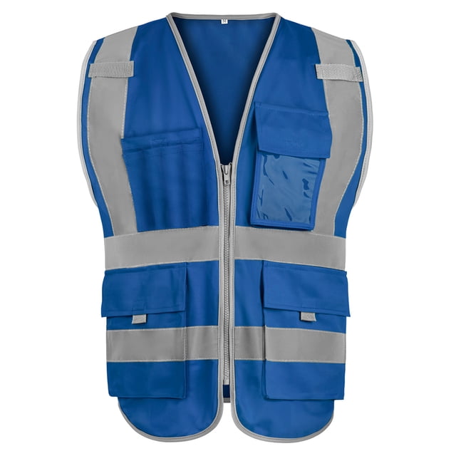 GOGO 9 Pockets High Visibility Zipper Front Safety Vest With Reflective ...