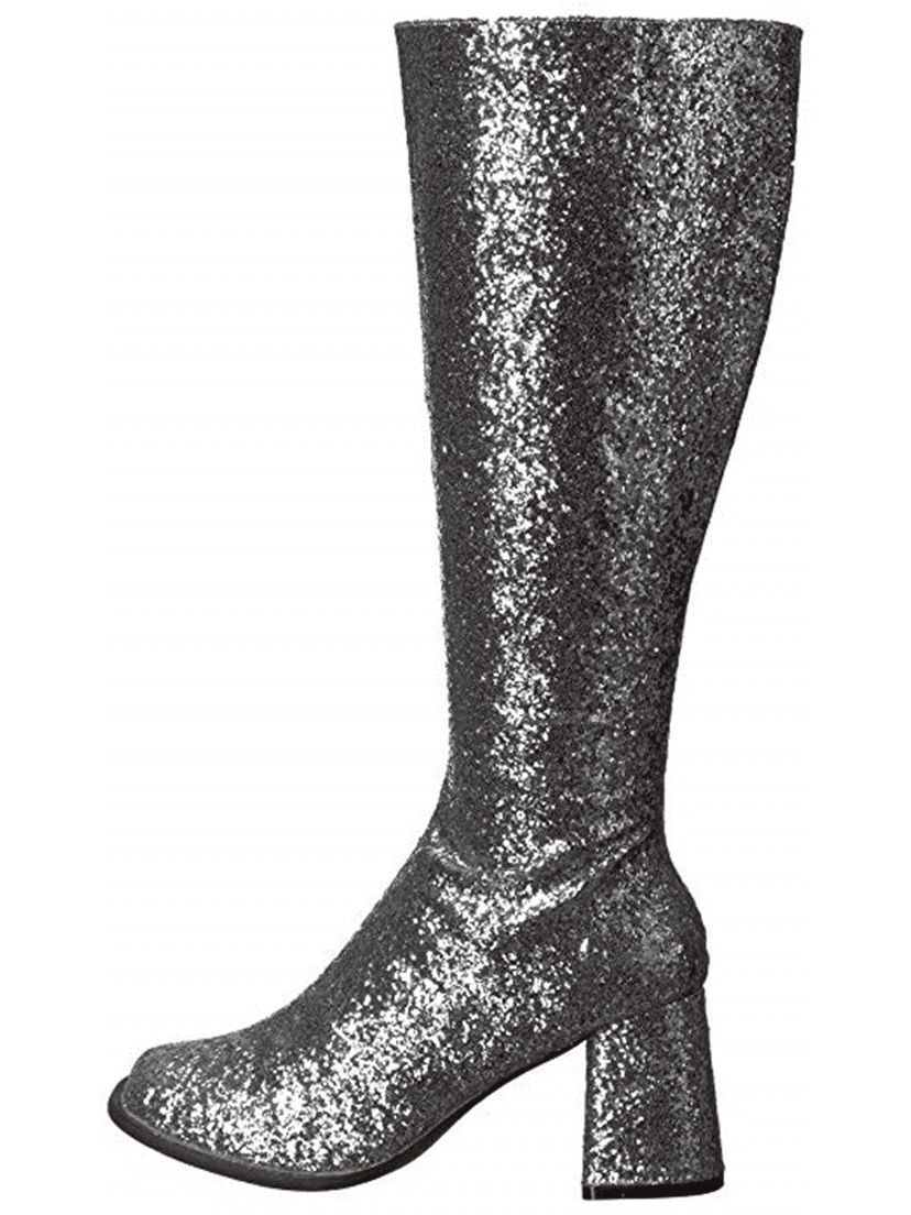 GOGO-G, 3" Heel Glitter Gogo Boot. With Zipper Silver Glitter / Size 13 ...