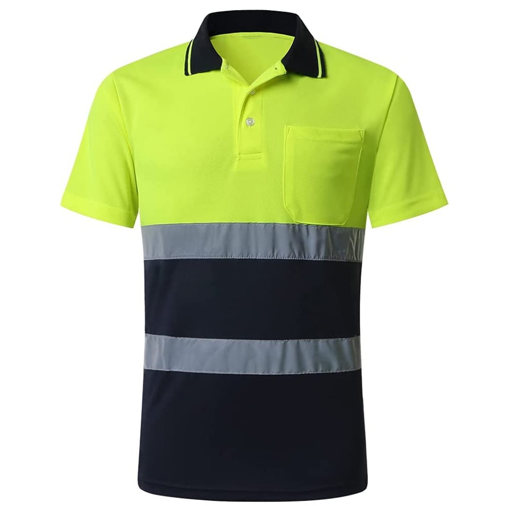 GOGO Safety Polo Shirt Reflective High Visibility Short Sleeve Pocket ...