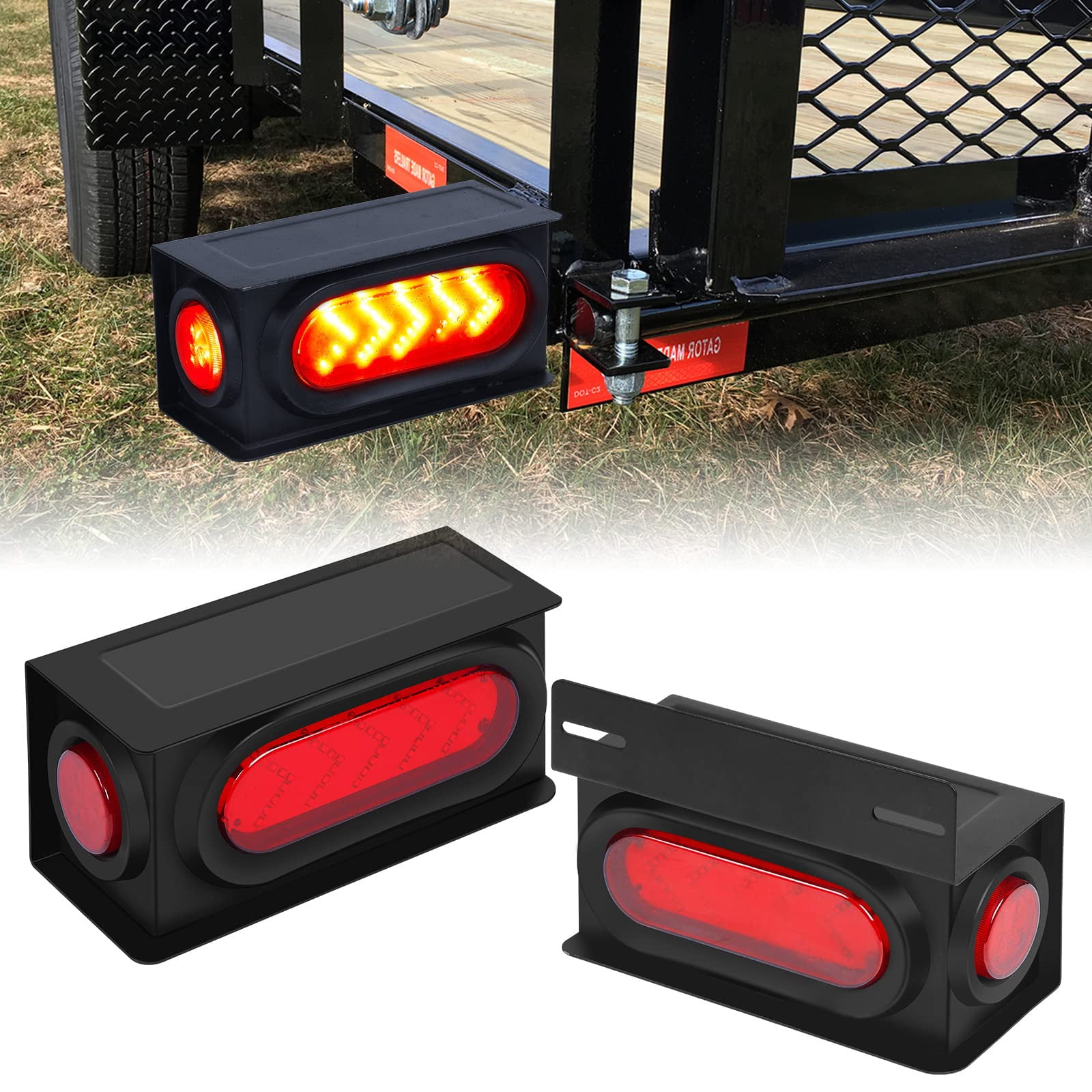 GOGOONE 6inch Oval Steel MMF7 Trailer LED Light Mounting Boxes Kit with ...