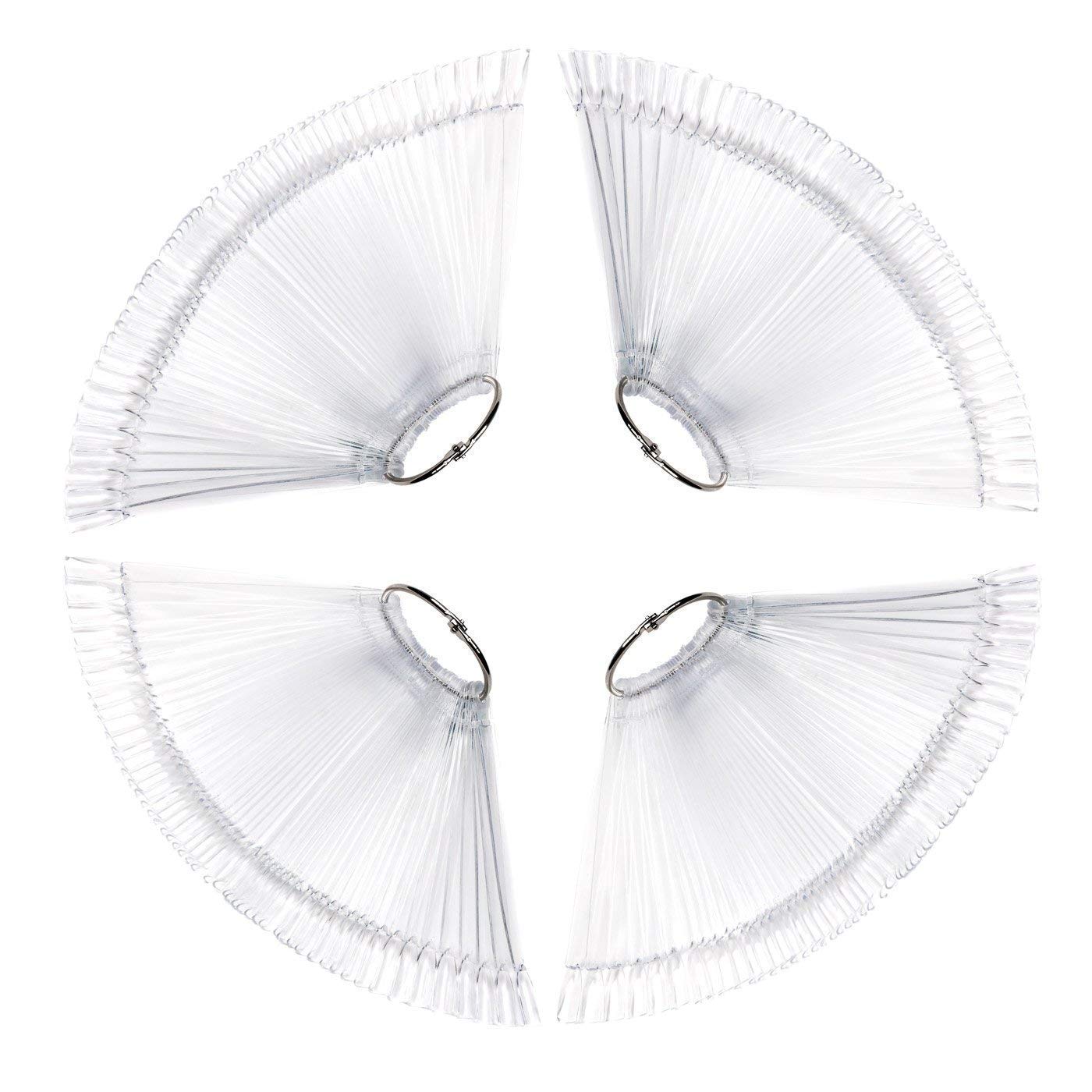 GOGOONLY 200 pcs Clear Tips Fan-shaped Nail Art Display Chart Acrylic ...
