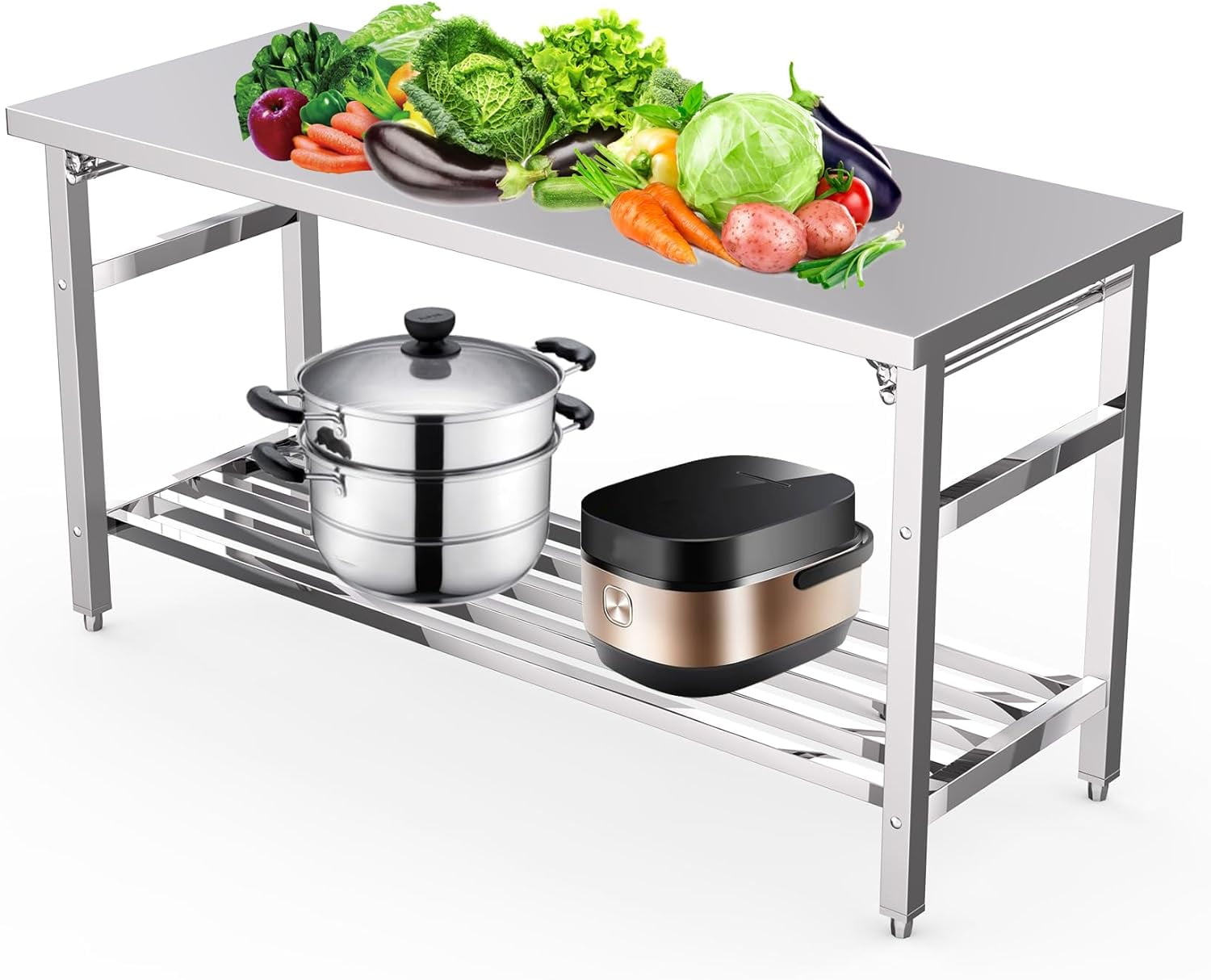 GOGRANT 24 x 60 Inch Stainless Steel Work Table, NSF Folding Commercial ...