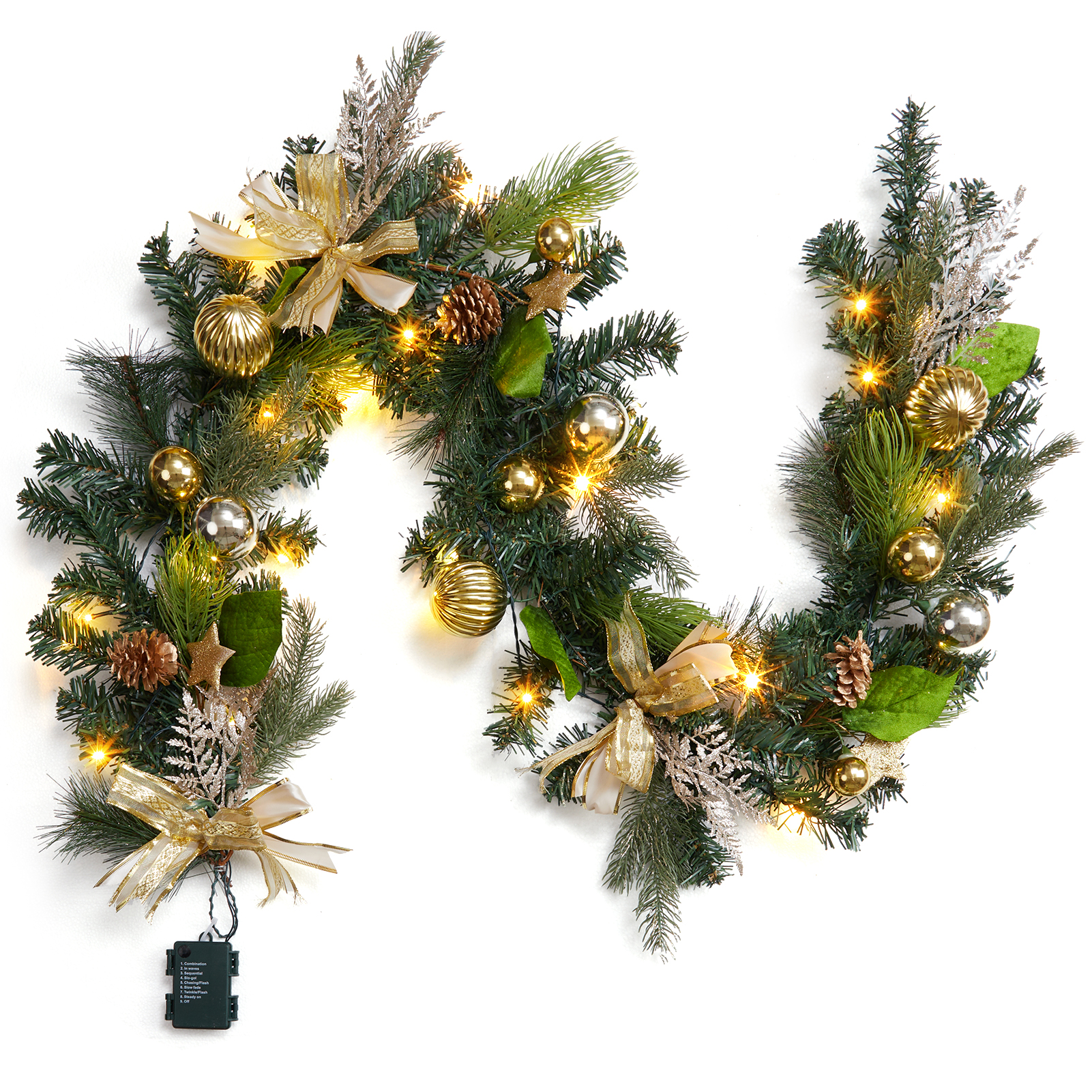 GOGRANT 6 FT Pre-lit Christmas Garland, Lighted Xmas Garlands with 20 ...