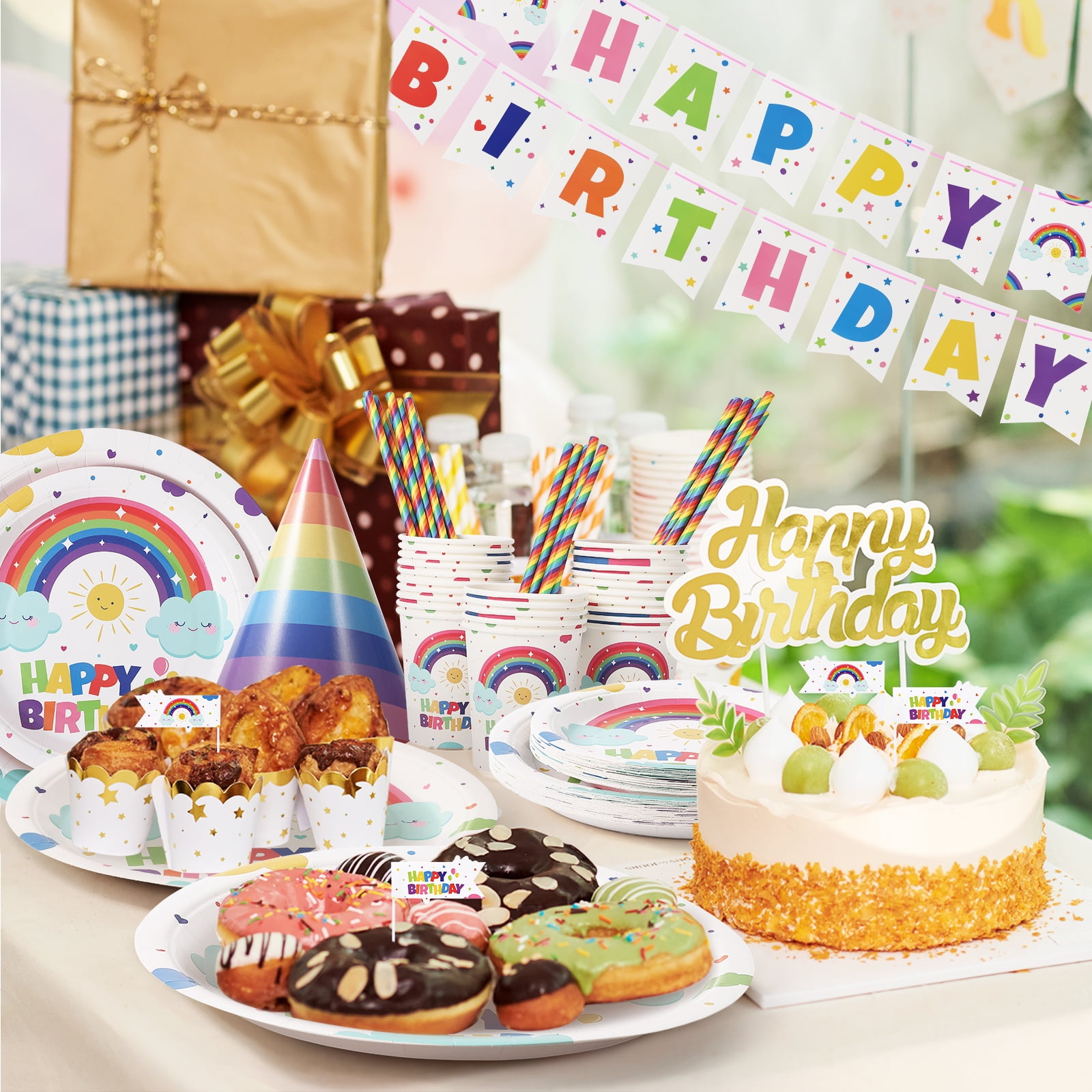 GOGRANT Happy Birthday Party Plate Set 151pcs Disposable Birthday Party ...