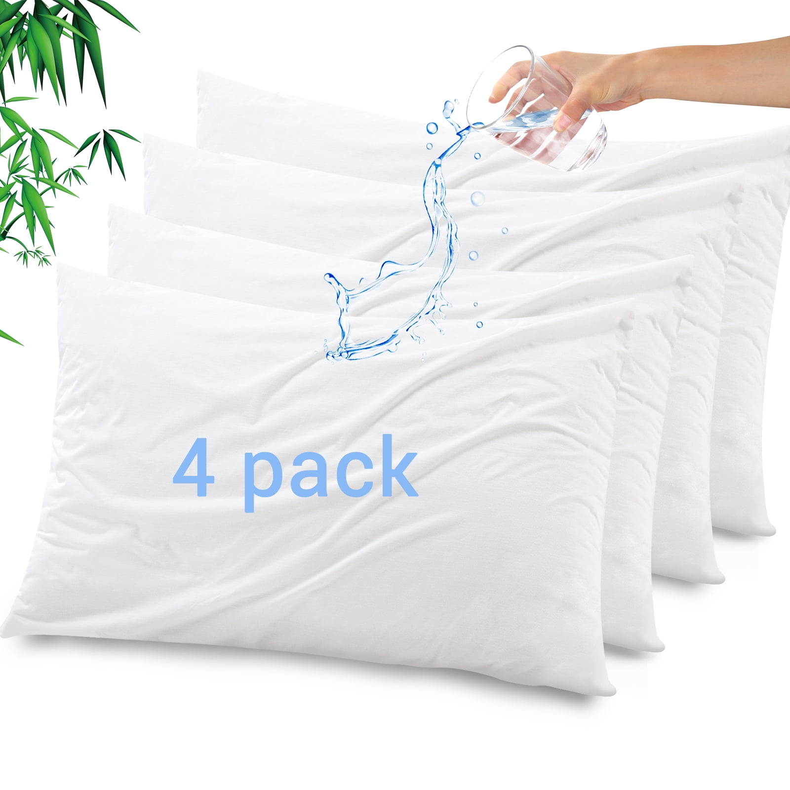 GOGREEN Bamboo Waterproof Pillow Protector, Breathable Pillow Cover, Cooling Pillow Case ...