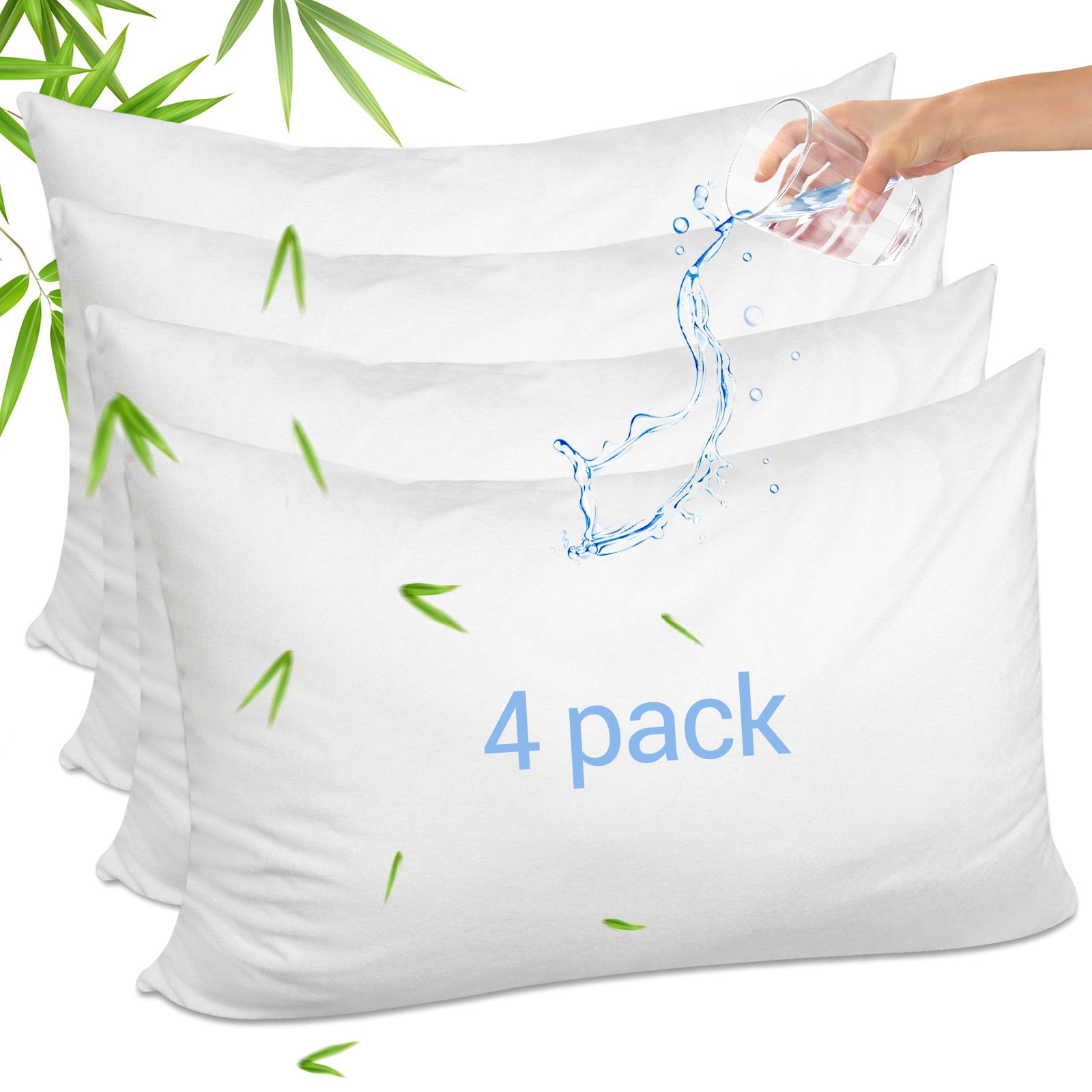 GOGREEN Bamboo Waterproof Pillow Protector, Breathable Pillow Cover ...