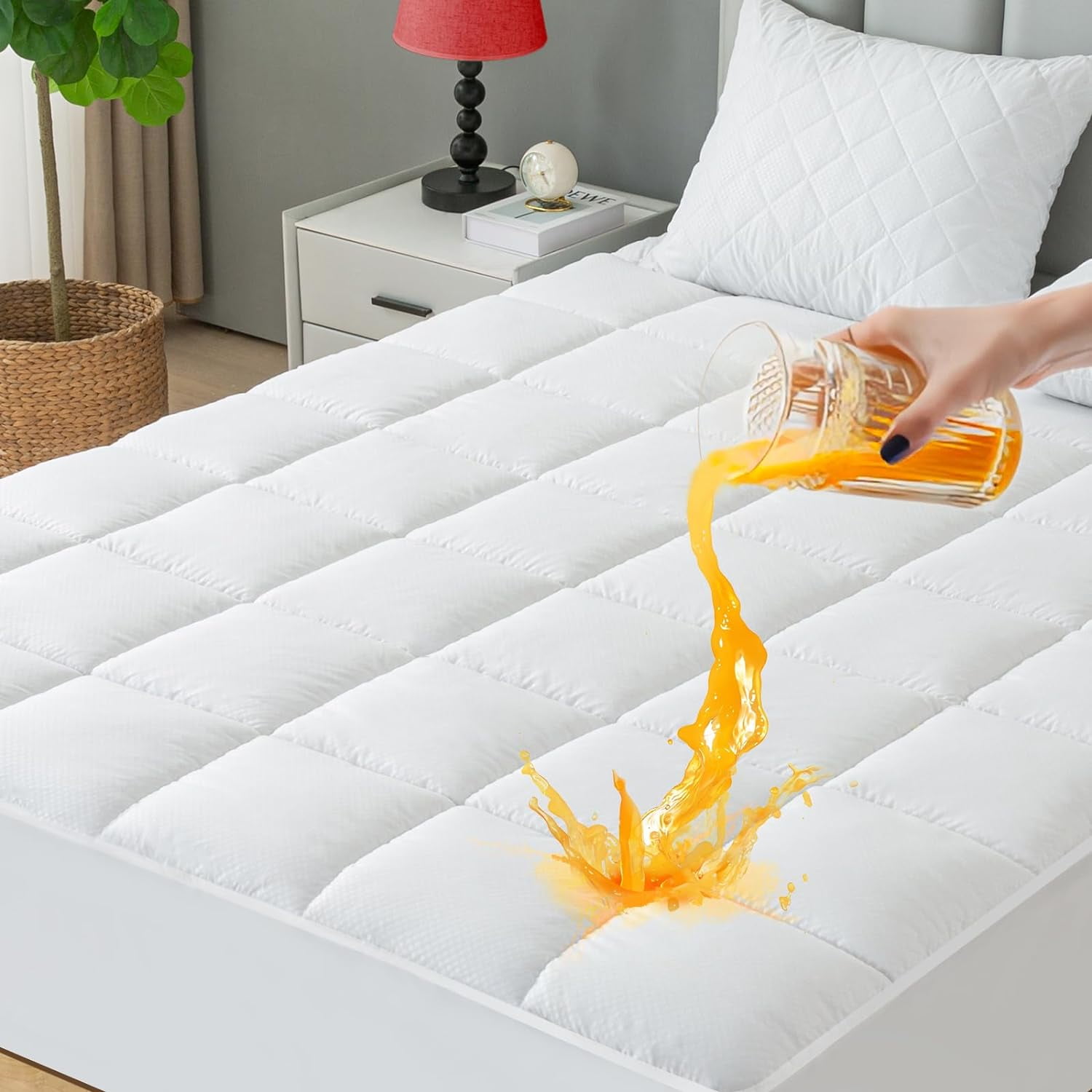 GOGREEN Waterproof Extra Thick Mattress Topper Cal King Size ...