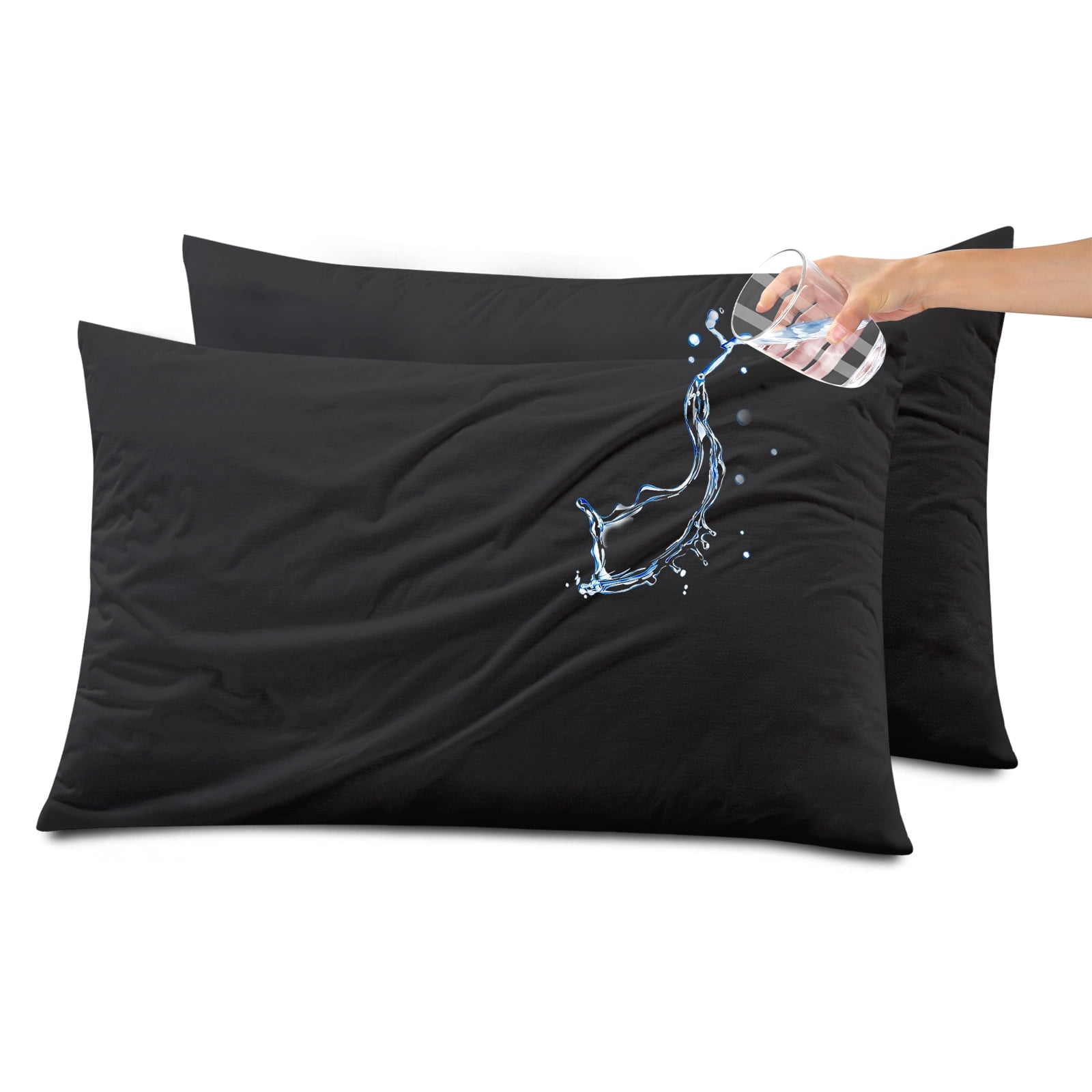 Kingrest Waterproof Pillow Protectors with Zipper, Cooling Bamboo Queen ...