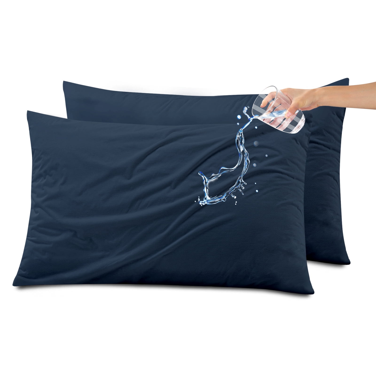Kingrest Waterproof Pillow Protectors with Zipper - King Size Cooling ...