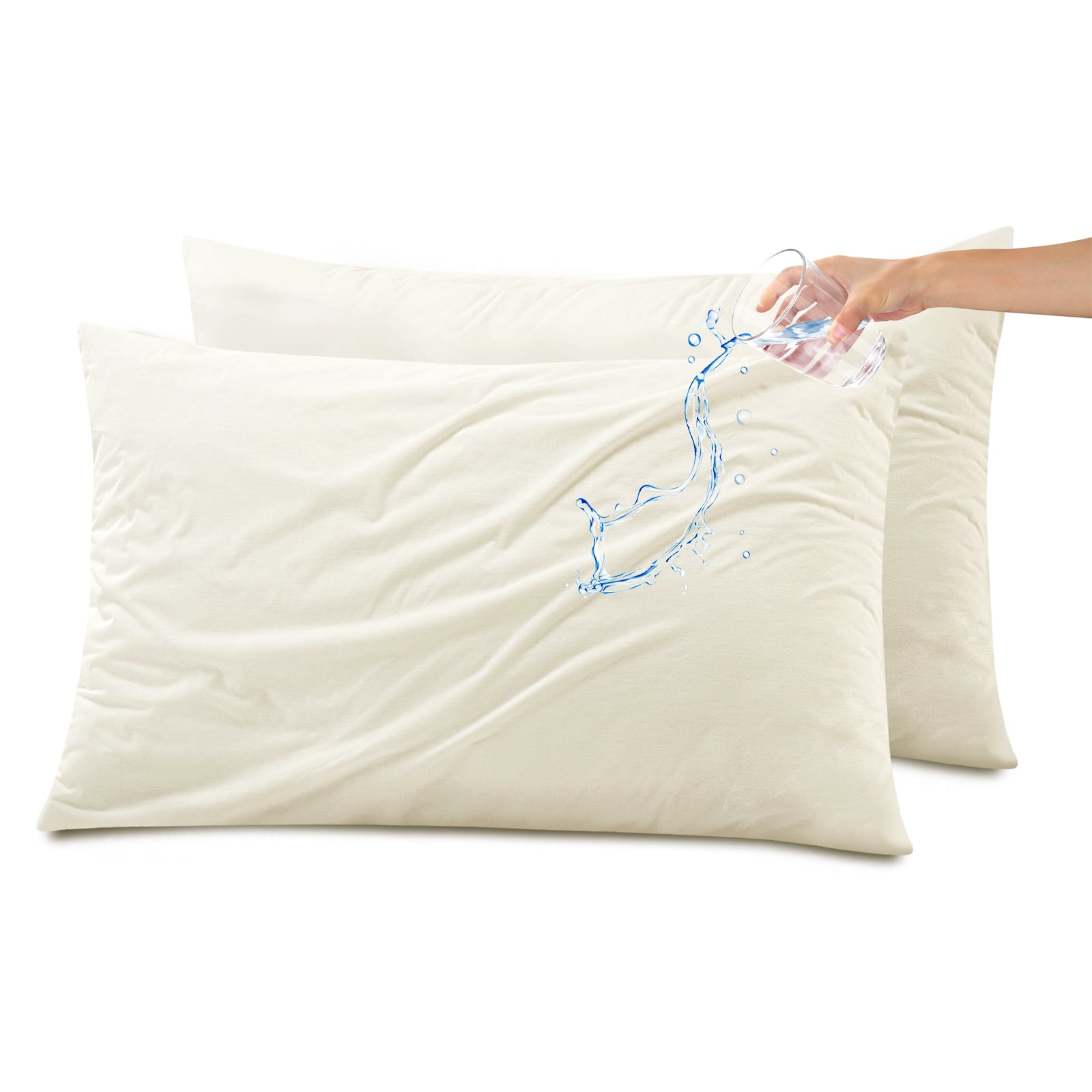 Kingrest Waterproof Pillow Protectors with Zipper - King Size Cooling ...