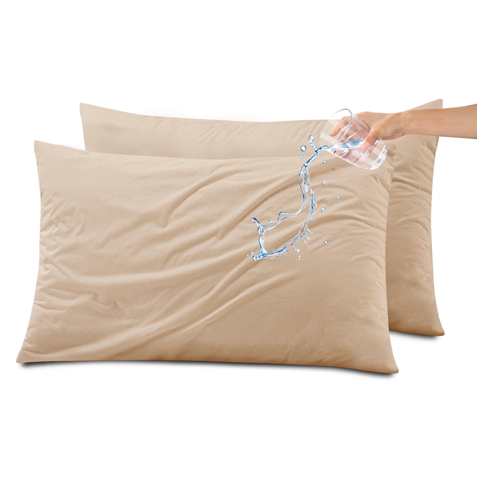 Kingrest Waterproof Pillow Protectors with Zipper - King Size Cooling ...