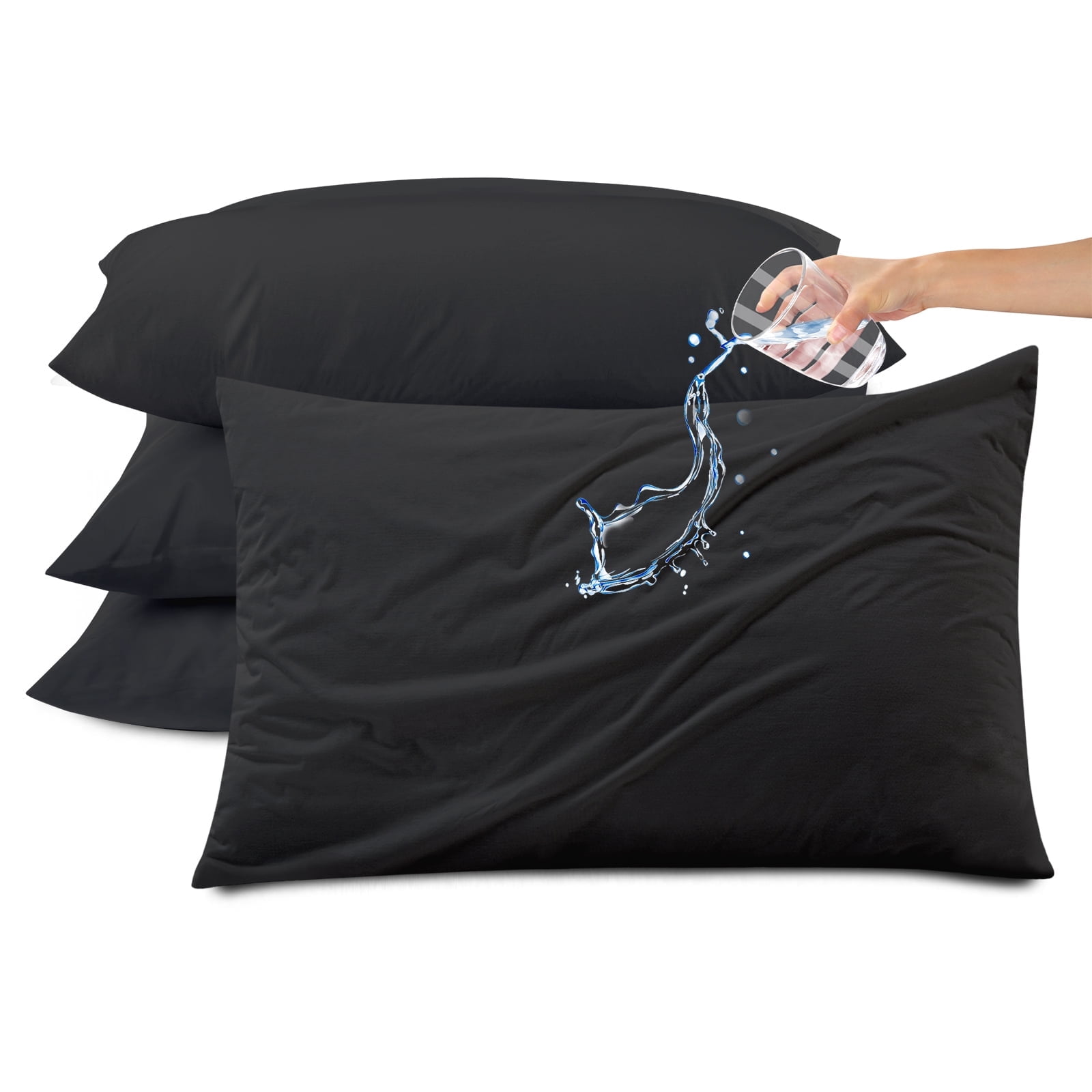 Kingrest Waterproof Pillow Protectors with Zipper - King Size Cooling ...