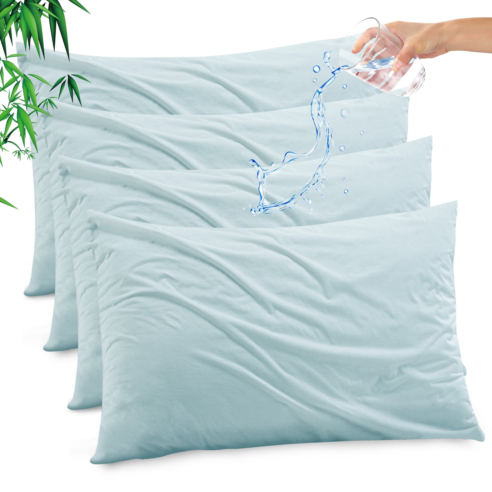 GOGREEN Waterproof Pillow Protectors with Zipper - King Size Cooling ...