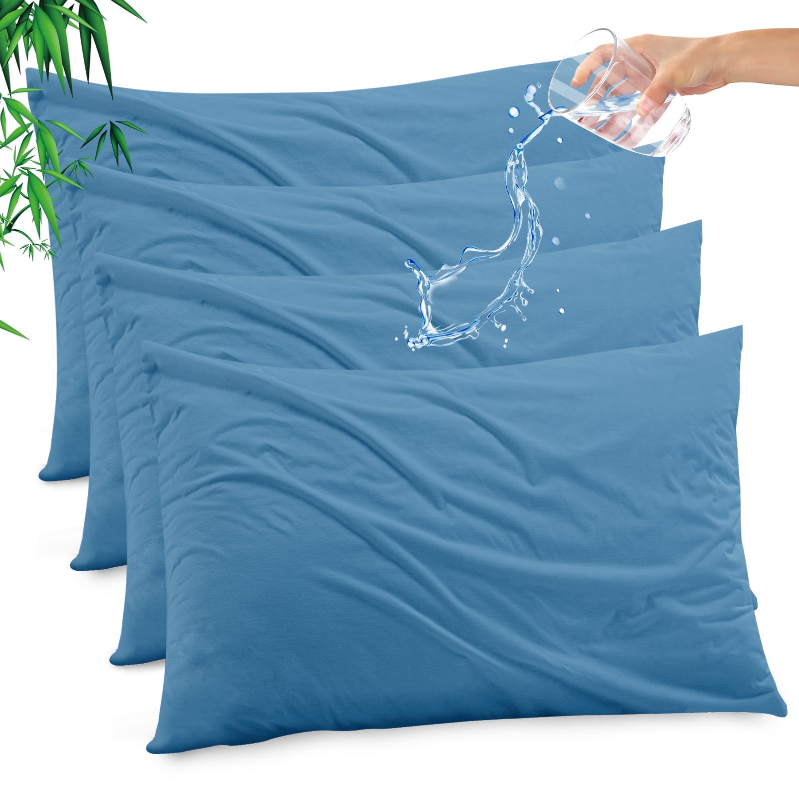 GOGREEN Waterproof Pillow Protectors with Zipper - King Size Cooling ...