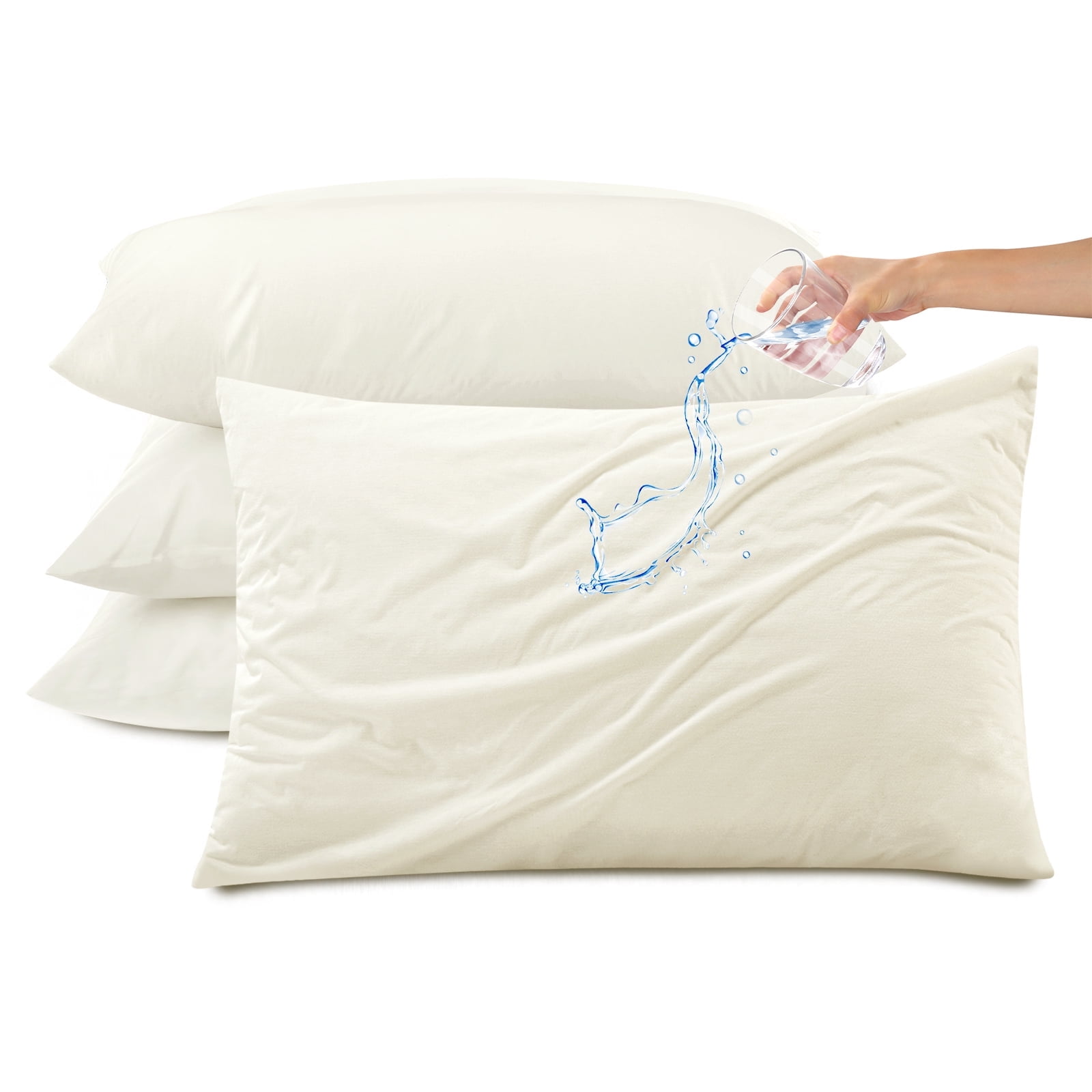 Kingrest Waterproof Pillow Protectors with Zipper - King Size Cooling ...