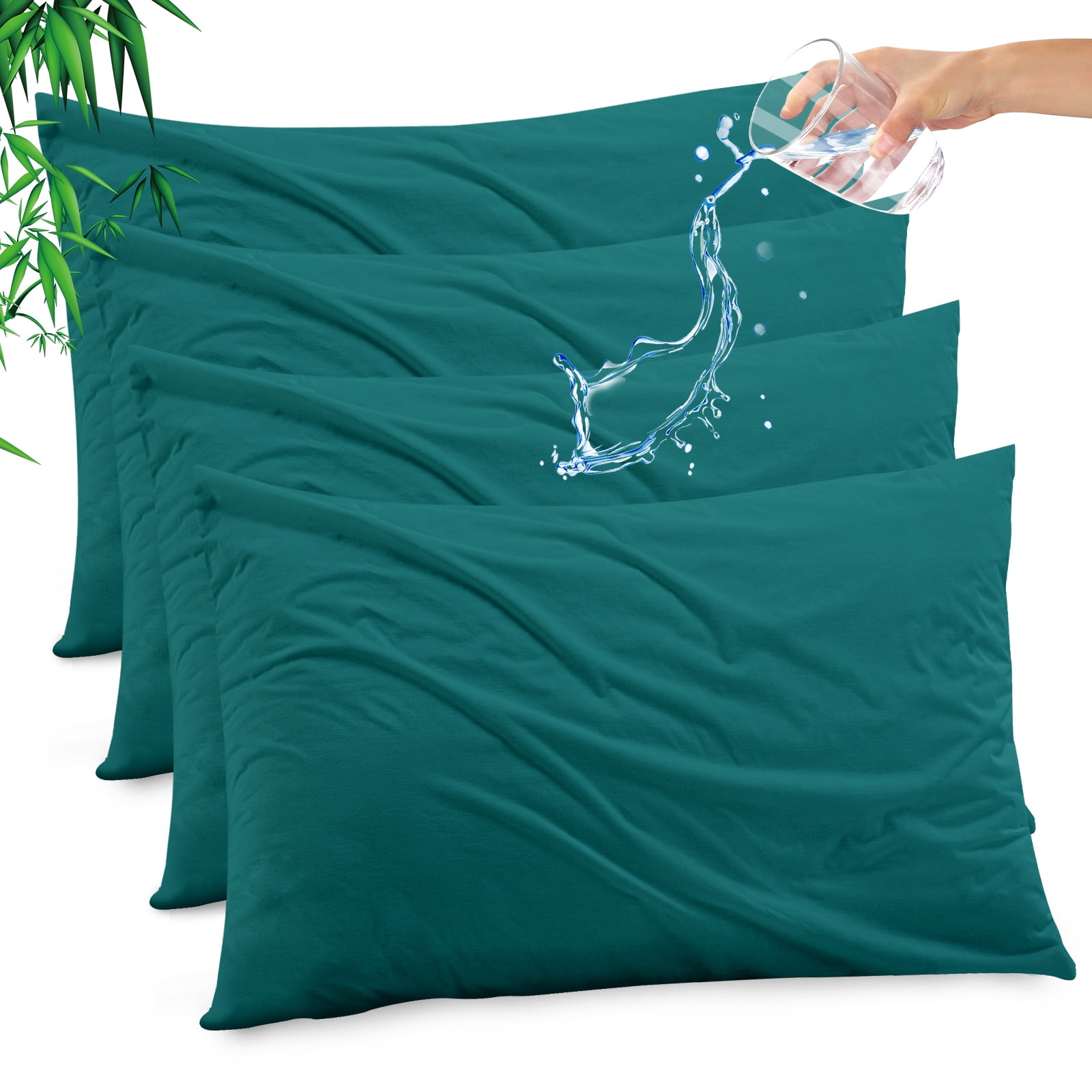 GOGREEN Waterproof Pillow Protectors with Zipper - King Size Cooling ...