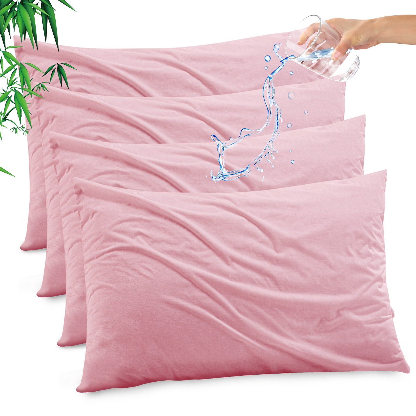 GOGREEN Waterproof Pillow Protectors with Zipper Standard Size, Cooling ...