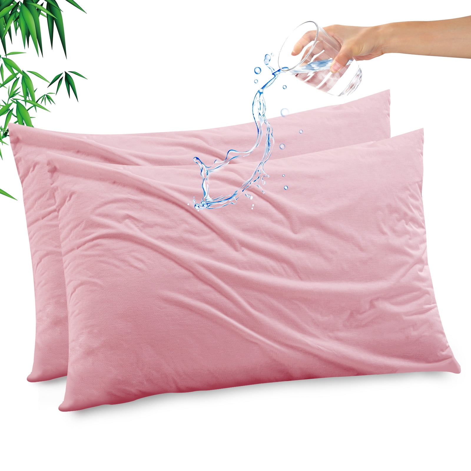 GOGREEN Waterproof Pillow Protectors with Zipper Standard Size, Cooling ...
