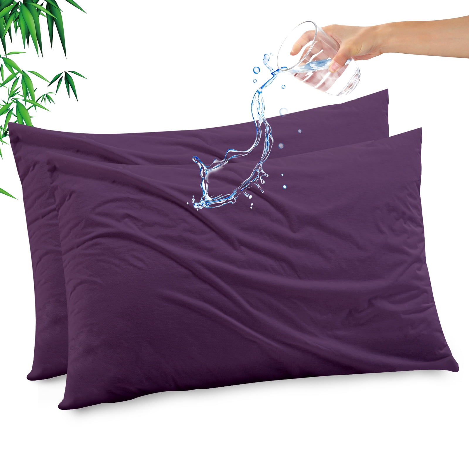 GOGREEN Waterproof Pillow Protectors with Zipper Standard Size, Cooling ...