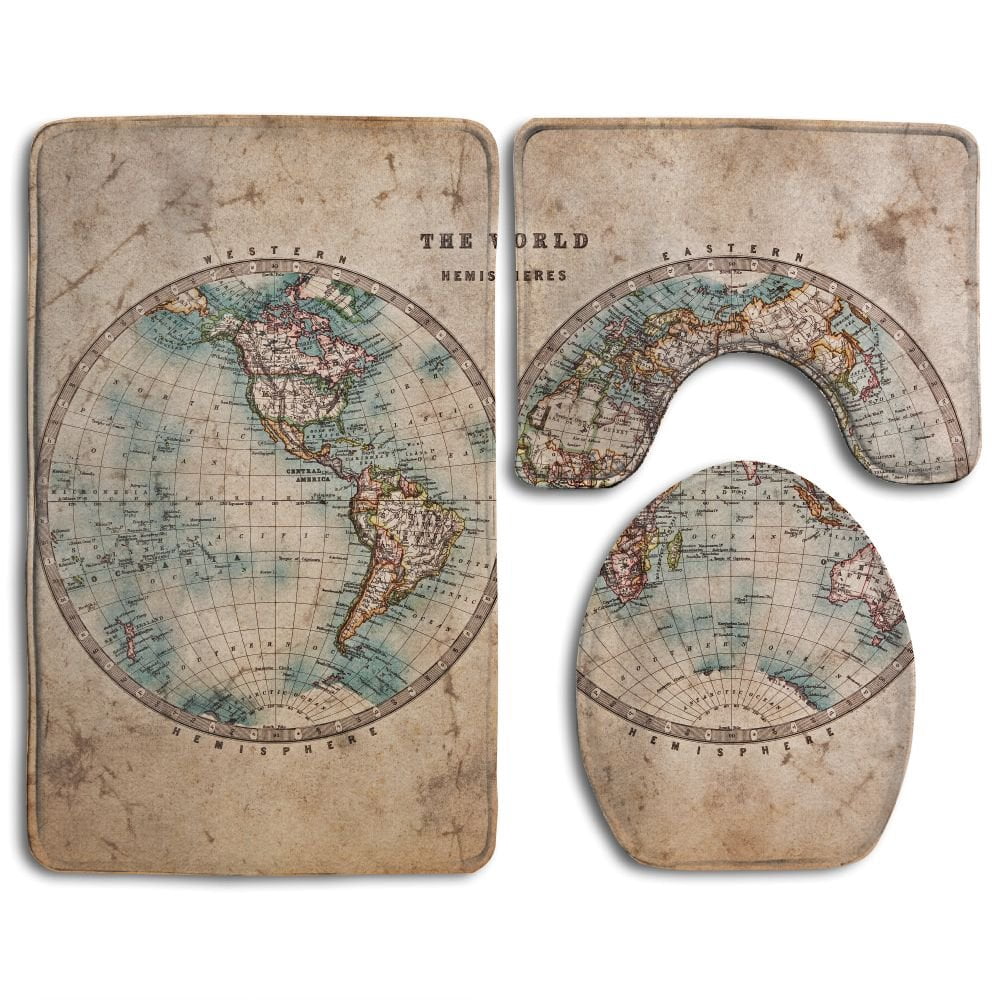 GOHAO A Genuine Old Stained World Map Dated From Mid Showing Western ...