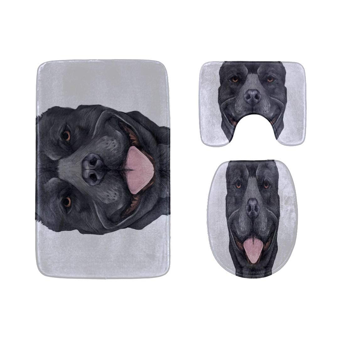 GOHAO American Pit Bull Terrier 3 Piece Bathroom Rugs Set Bath Rug ...