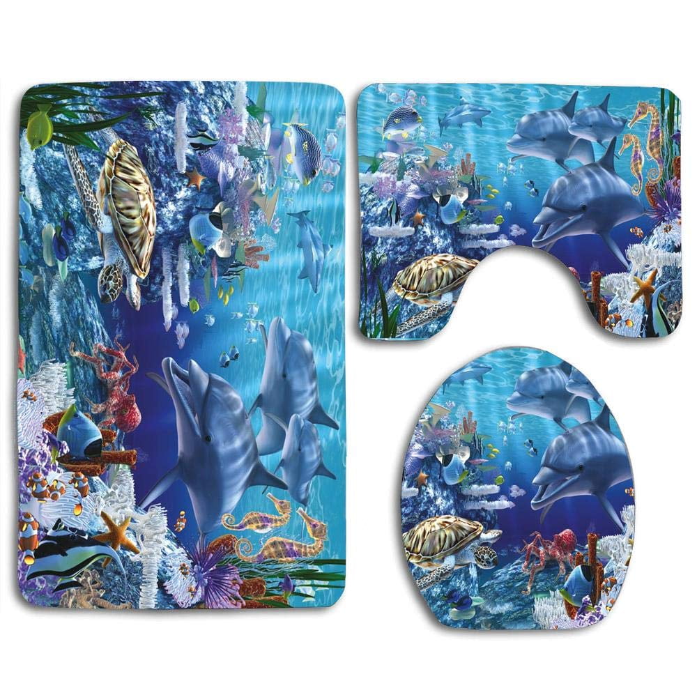 GOHAO Blue Flannel Bath Rugs, 3' x 2' (3 Pieces) - Walmart.com