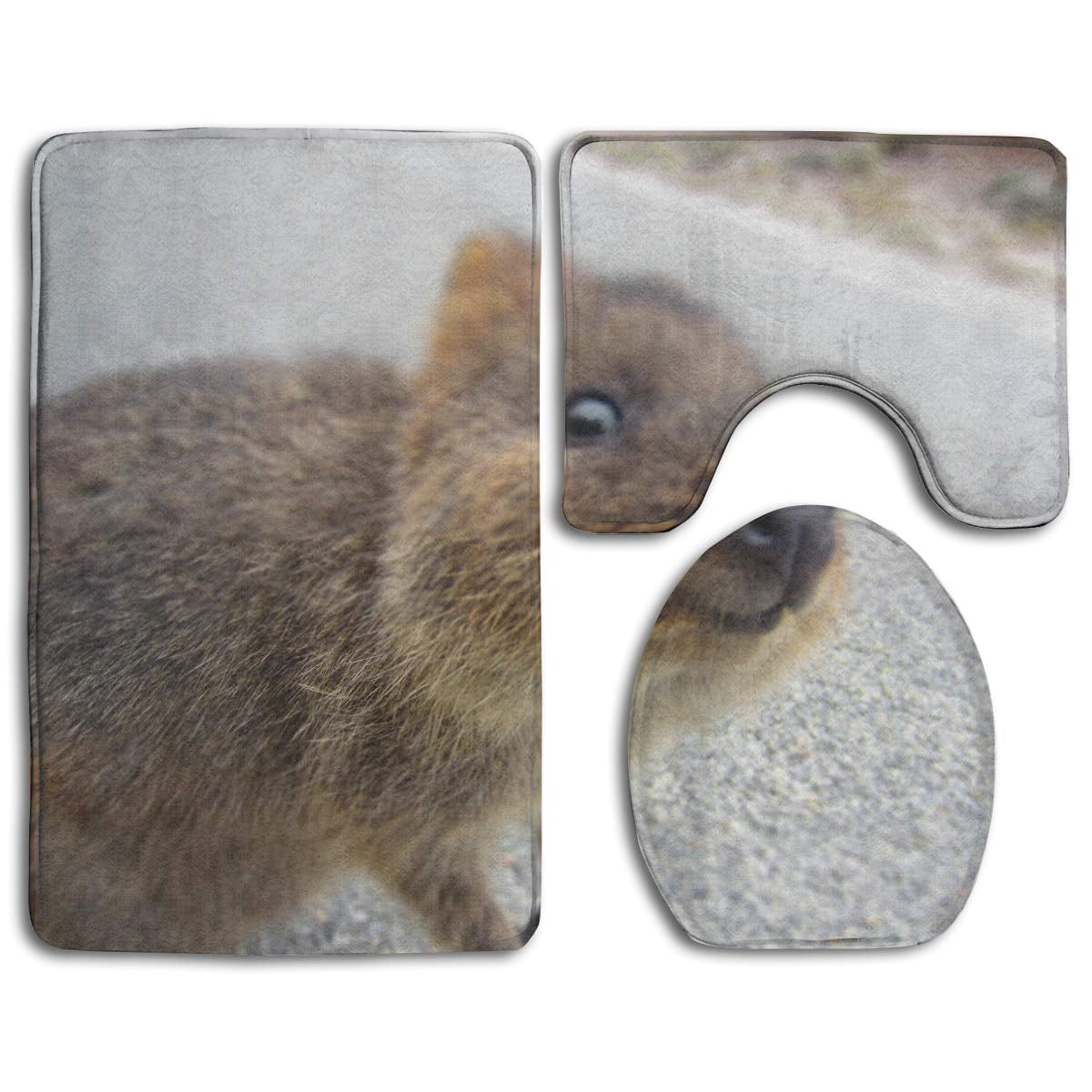 GOHAO Cute Cartoon Otter 3 Piece Bathroom Rugs Set Bath Rug Contour Mat ...