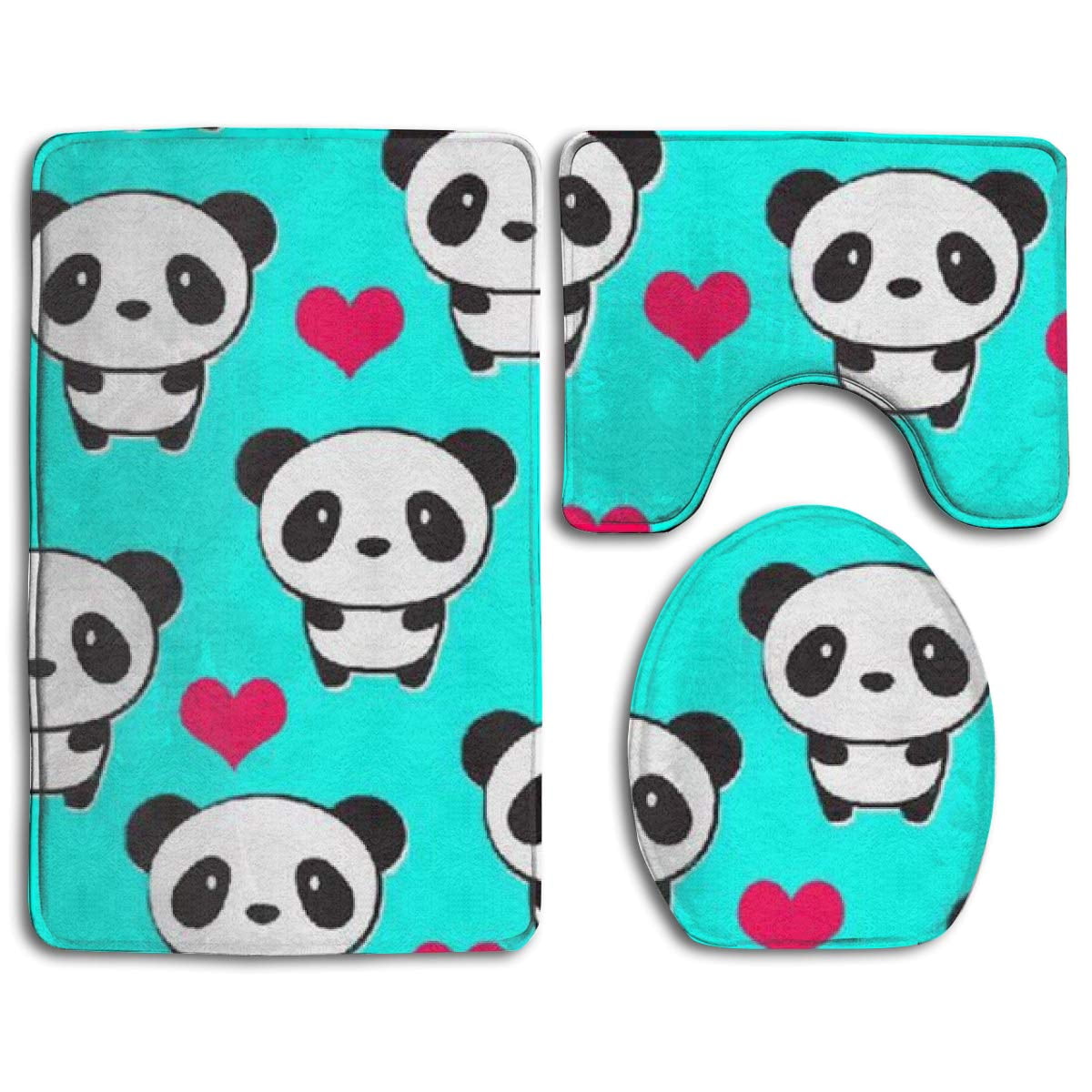 GOHAO Cute Panda 3 Piece Bathroom Rugs Set Bath Rug Contour Mat and ...