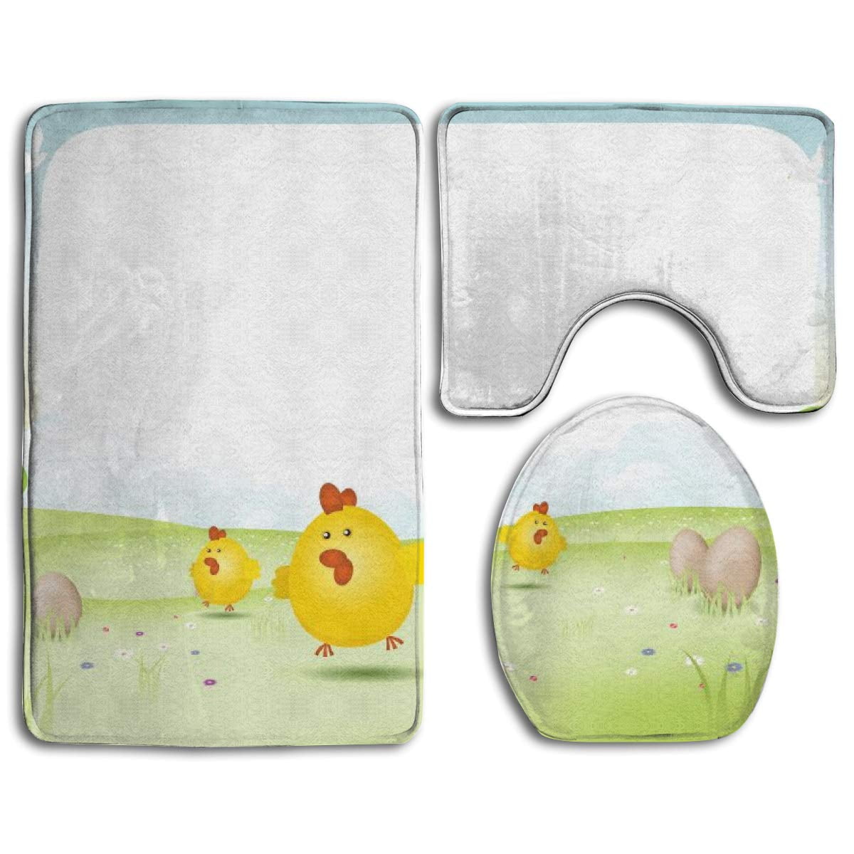 GOHAO Easter and Spring Landscape 3 Piece Bathroom Rugs Set Bath Rug ...