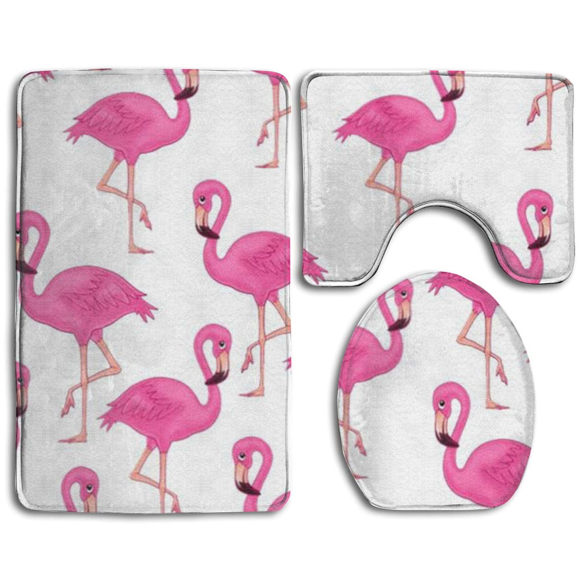GOHAO Flamingos 3 Piece Bathroom Rugs Set Bath Rug Contour Mat and ...
