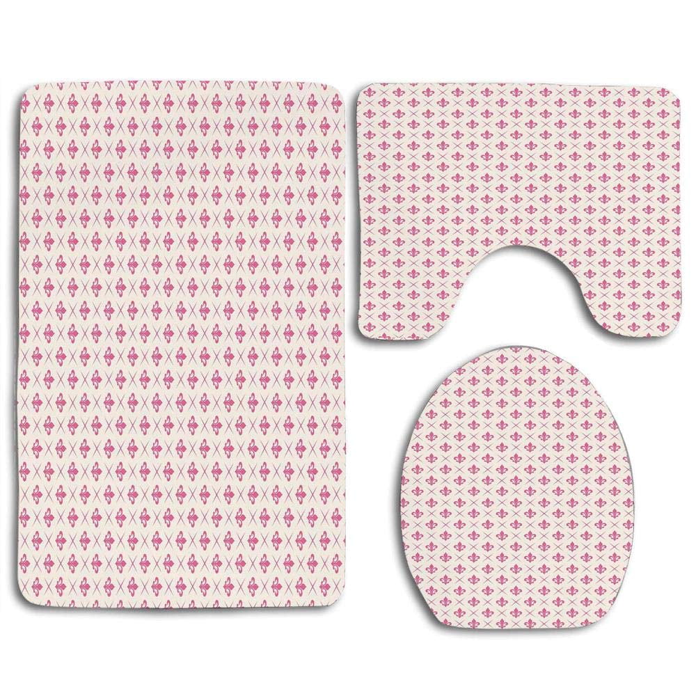 GOHAO Fleur De Lis Pink Colored Ancient Lily Flower Motifs Checkered ...