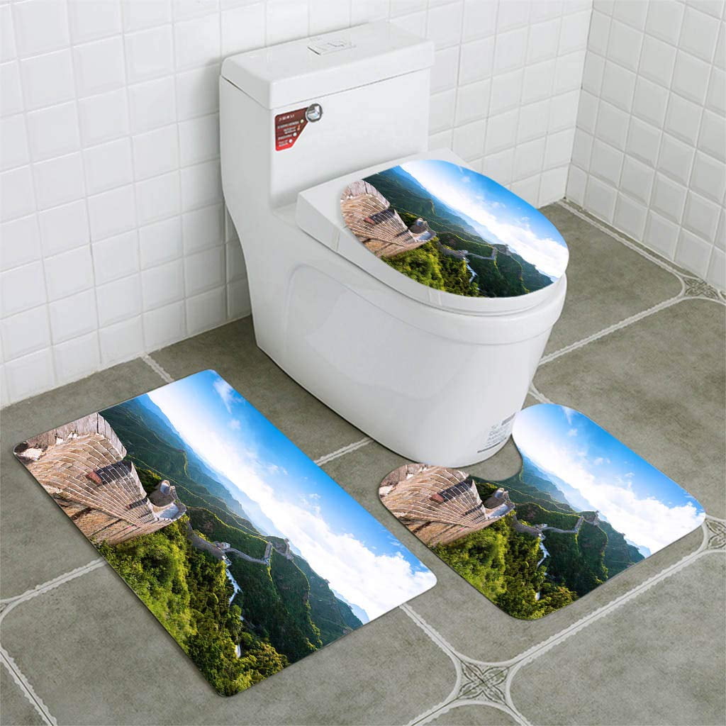 GOHAO Great Wall Under Sunshine During Sunset 3 Piece Bathroom Rugs Set ...