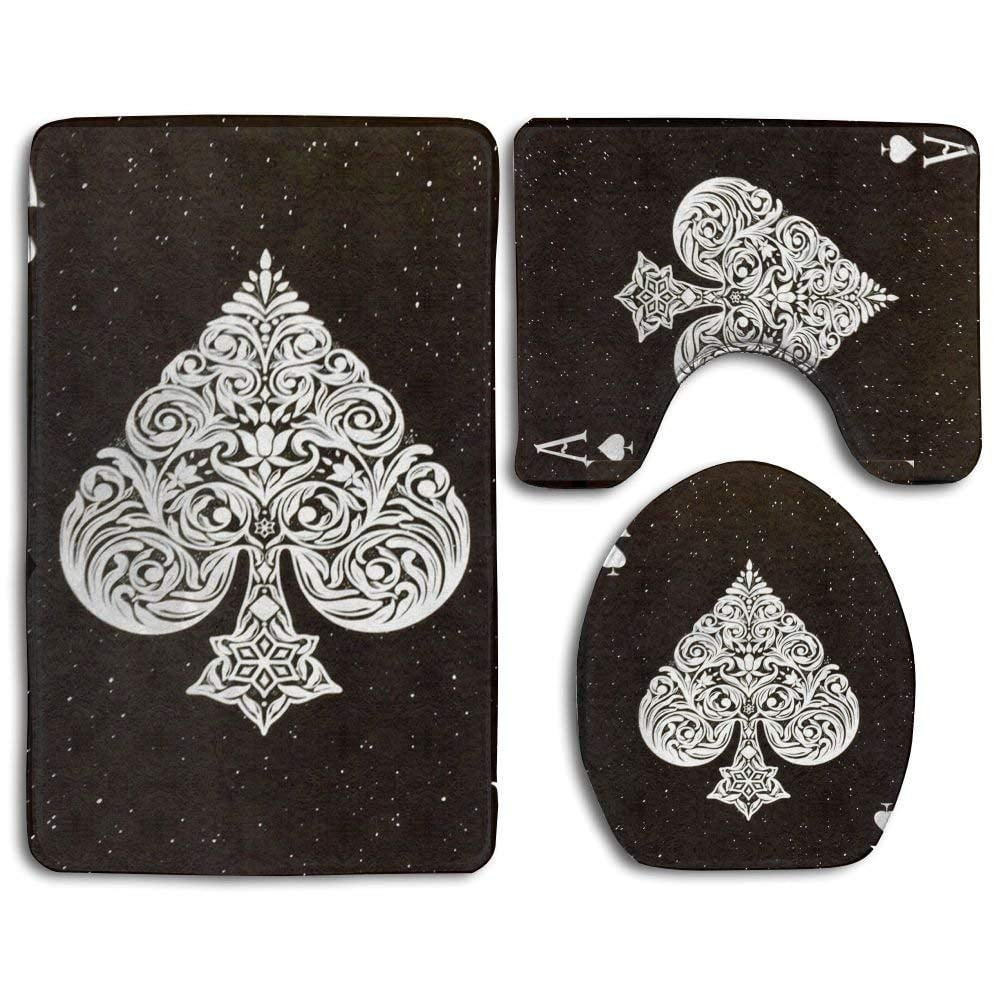 GOHAO Happy Christmas Ace Spades Poker Card 3 Piece Bathroom Rugs Set ...