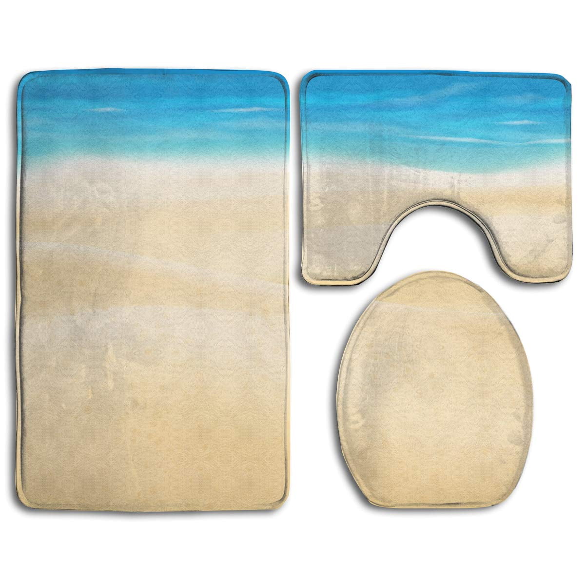 GOHAO Hawaii Summer Beach Sea Sand 3 Piece Bathroom Rugs Set Bath Rug ...