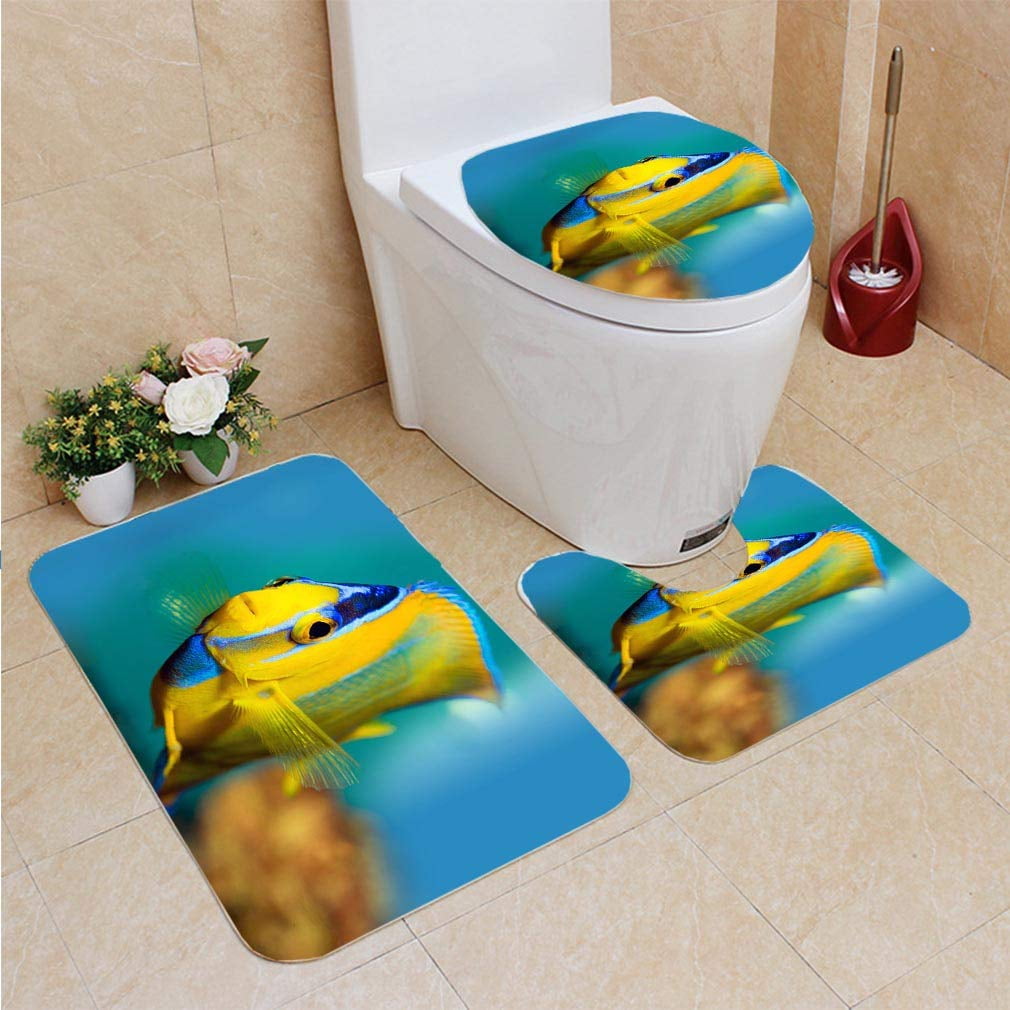 GOHAO King Angel Fish 3 Piece Bathroom Rugs Set Bath Rug Contour Mat ...